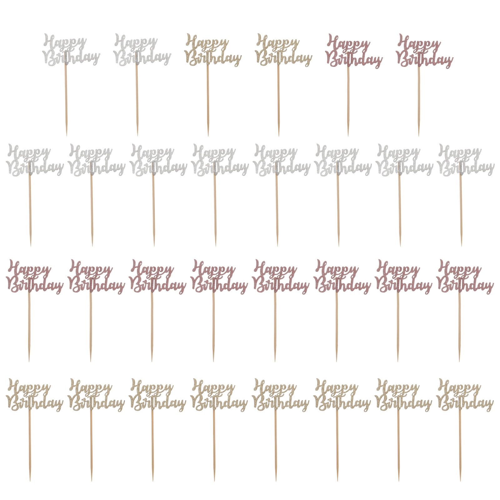 Frcolor Birthday Cake Topper Cupcake Happy Picks Glitter Party Toppers ...