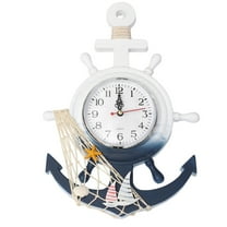 Anchor and Ships Wheel Large Nautical Themed Wall Clock, Weathered Iron ...