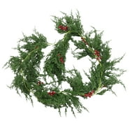 Gerson Snowy Ming Pine Garland with Drooping Branches and Pinecones ...