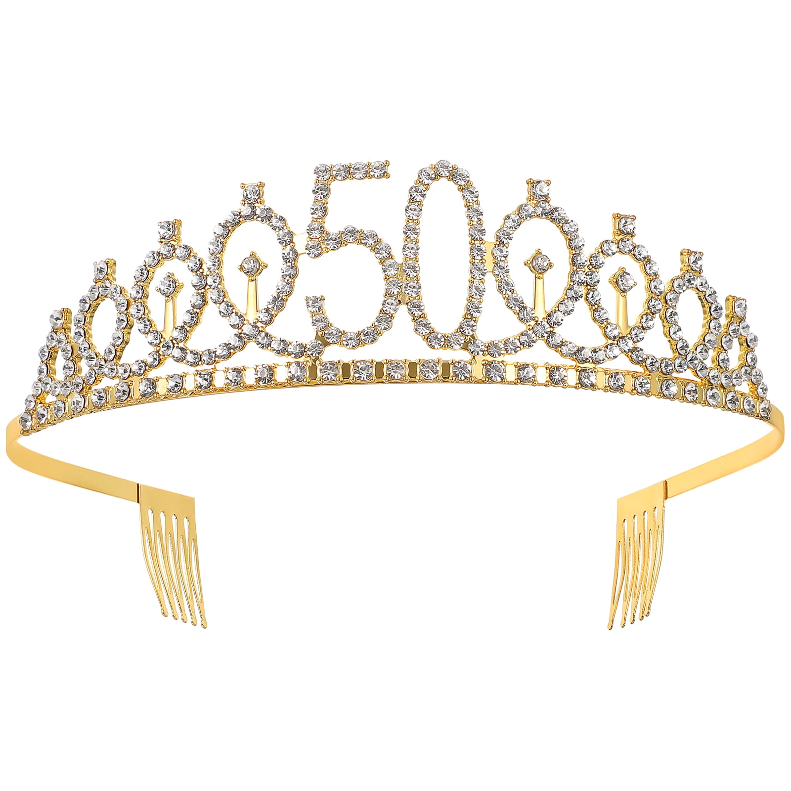 Frcolor Girl's 50th Birthday Tiara Crystal Rhinestone Birthday Tiara ...