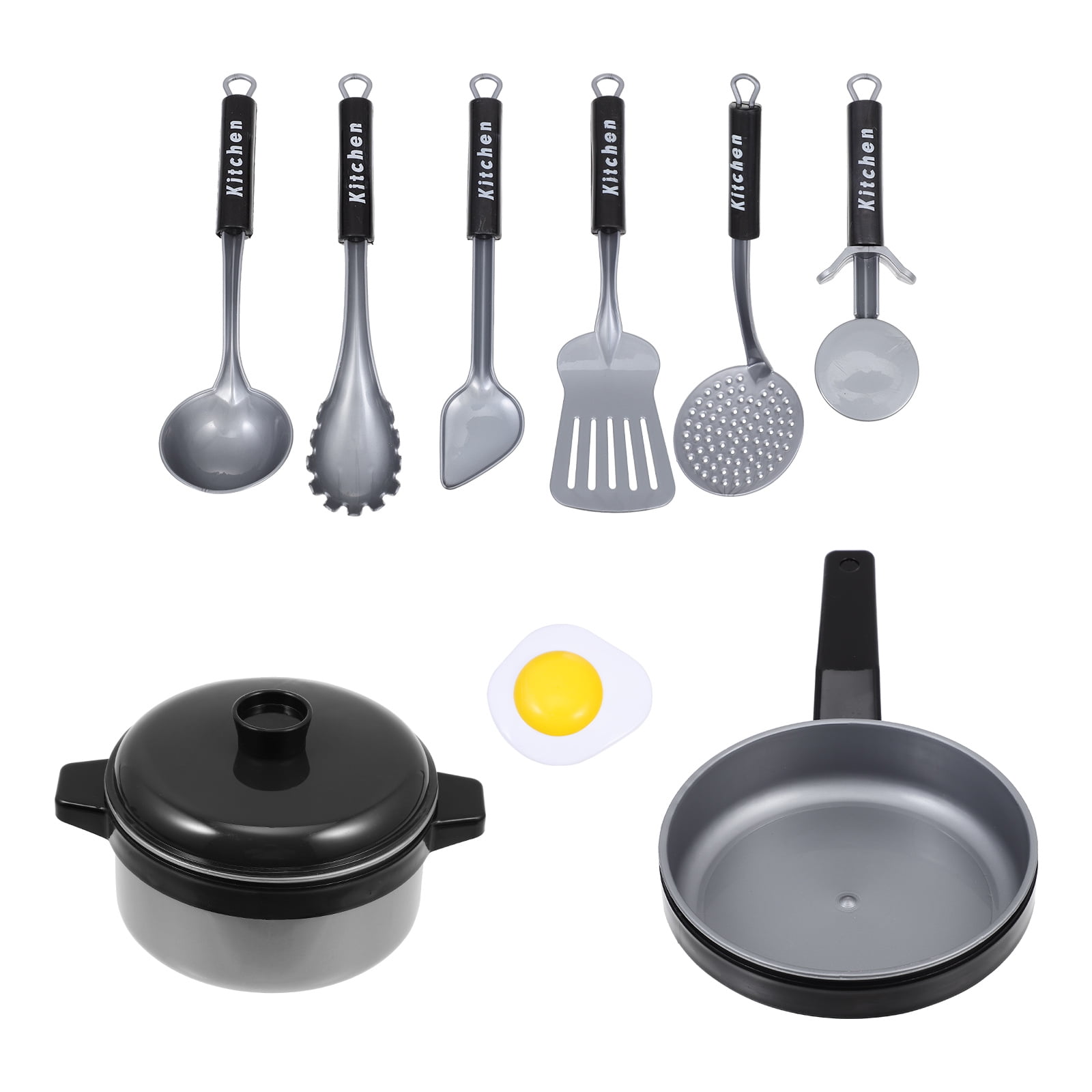 Simulated Kitchen Toys Set for Kids Silver Plastic Pretend Play Cooking ...