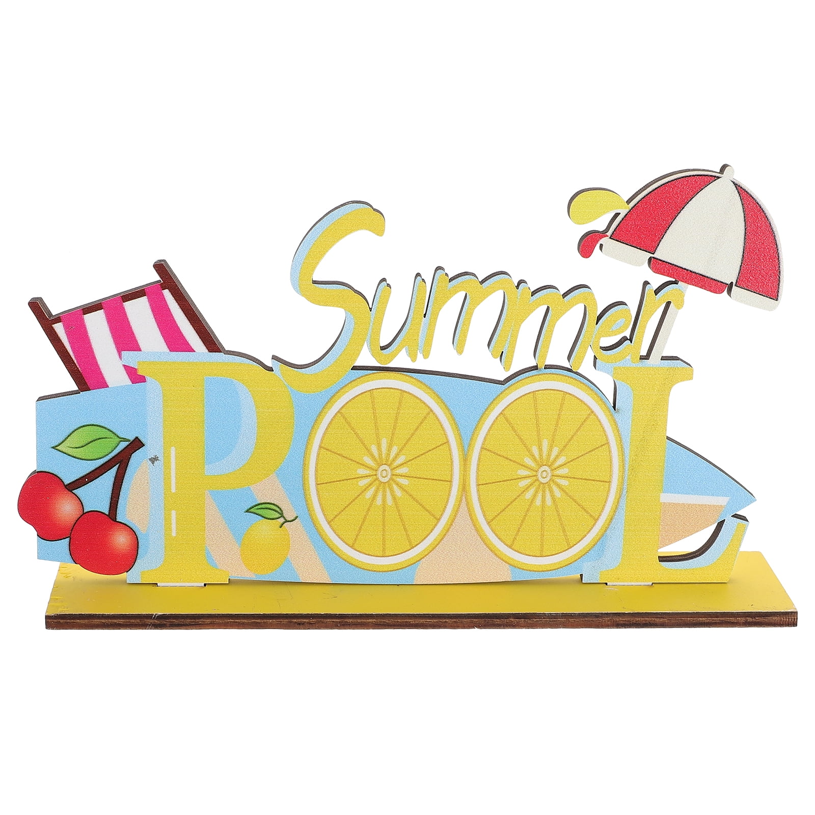 Frcolor Summer Sign Table Wood Block Tabletop Decor Wooden Plaque Signs ...