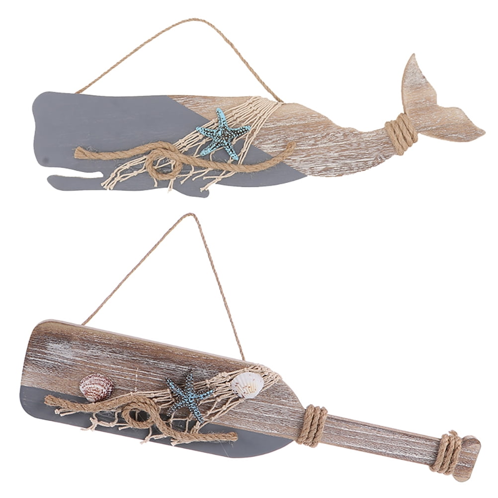 Frcolor Wooden Beach Wall Paddle Fish Wood Whale Oar Nautical Sculpture ...