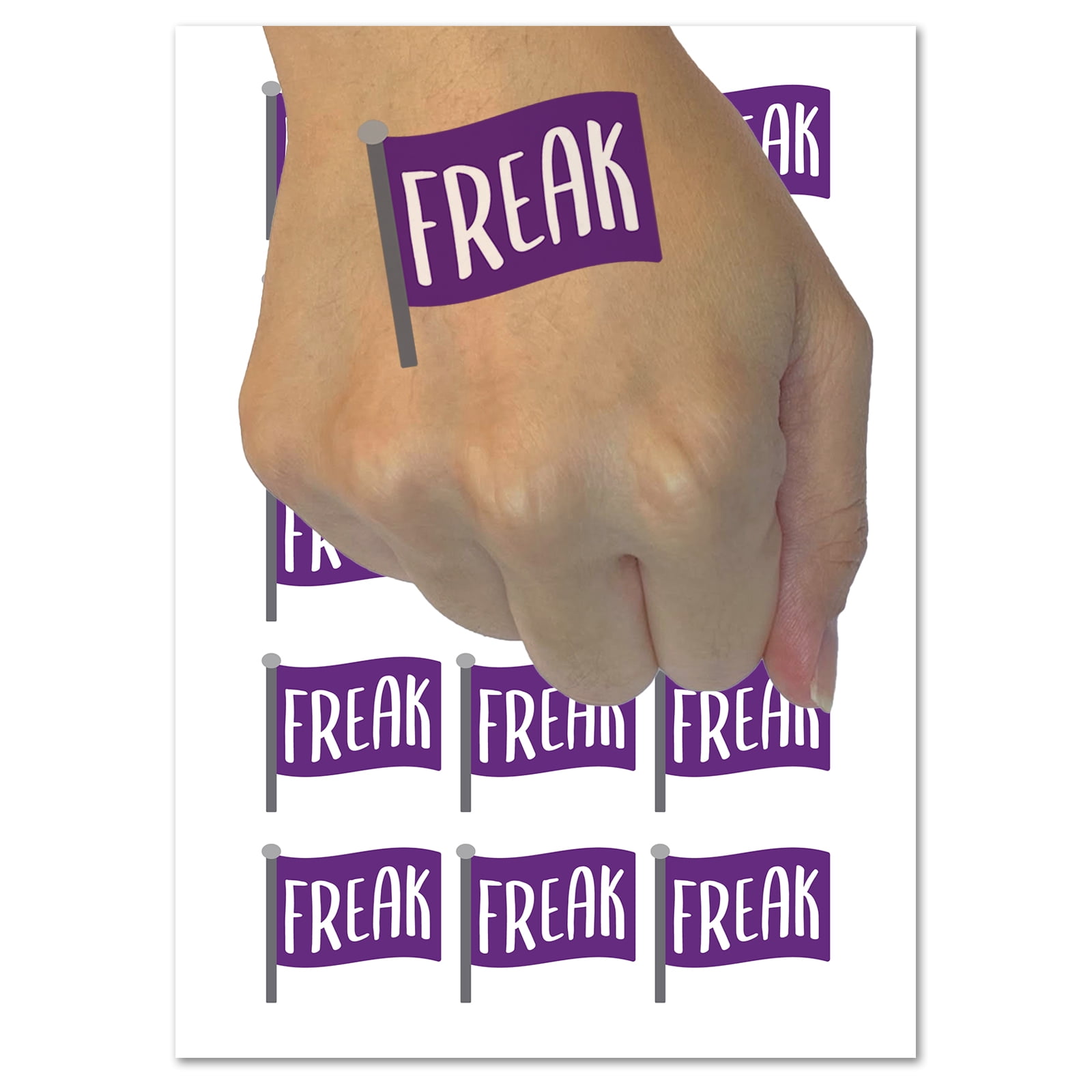 Freak Flag Funny Water Resistant Temporary Tattoo Set Fake Body Art ...