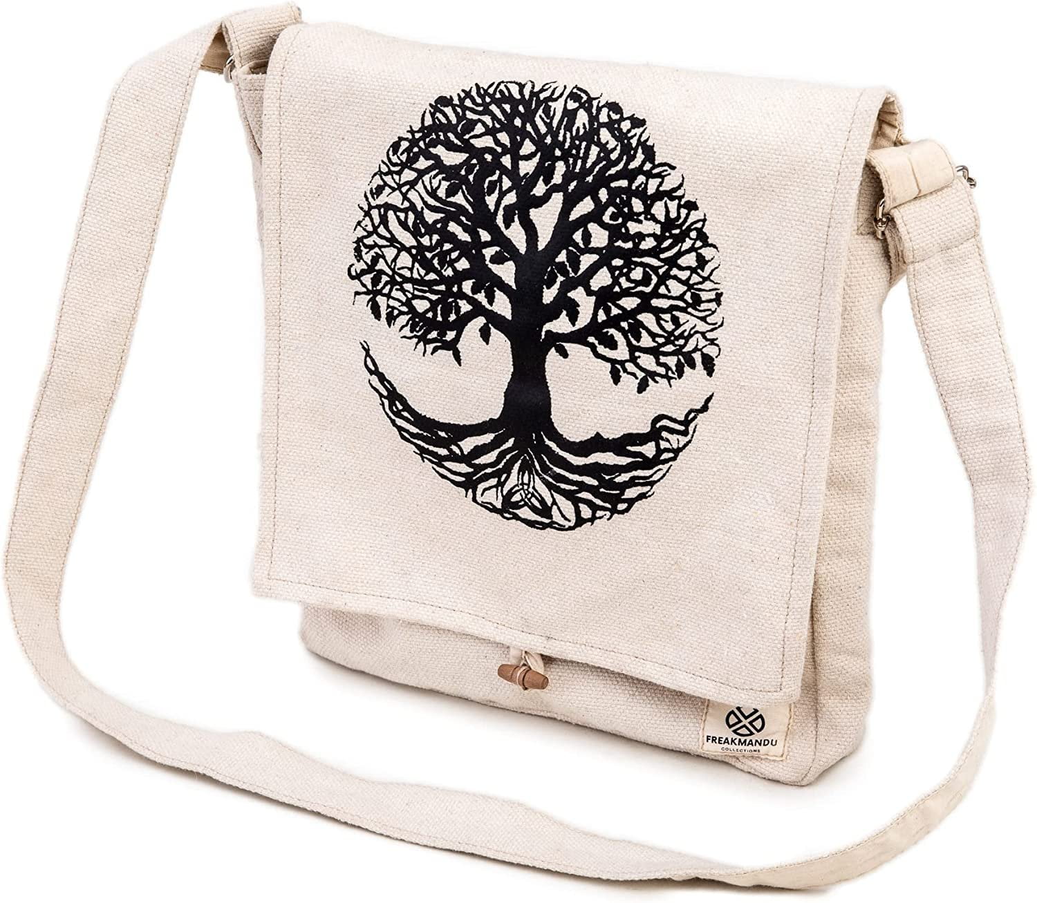 Freakmandu Tree of Life Unisex Crossbody Messenger Hemp Bag Sling ...