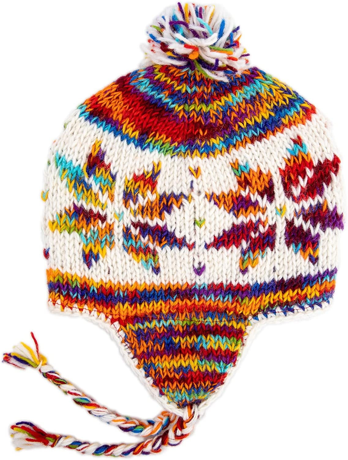 Freakmandu Warm Beanie Hat - Boho Style Warm Hat 100% Wool Hand Knit ...
