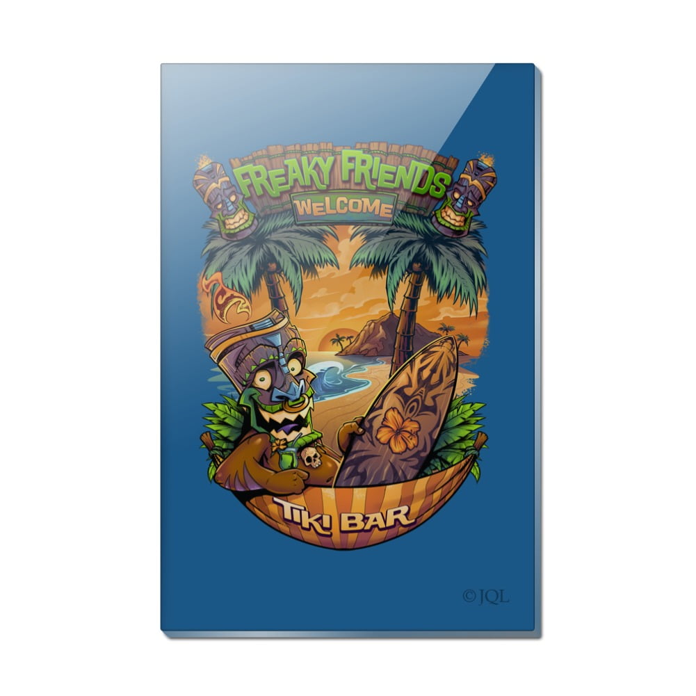 Freaky Friends Tiki Bar Tropical Vacation Rectangle Acrylic Fridge ...
