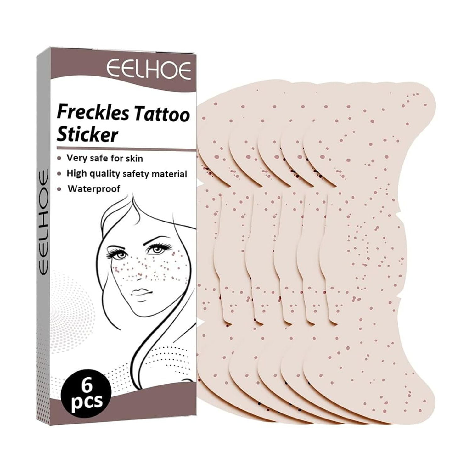 Freckles Face Tattoo Sticker, Pack of 6 Waterproof Freckles Natural ...