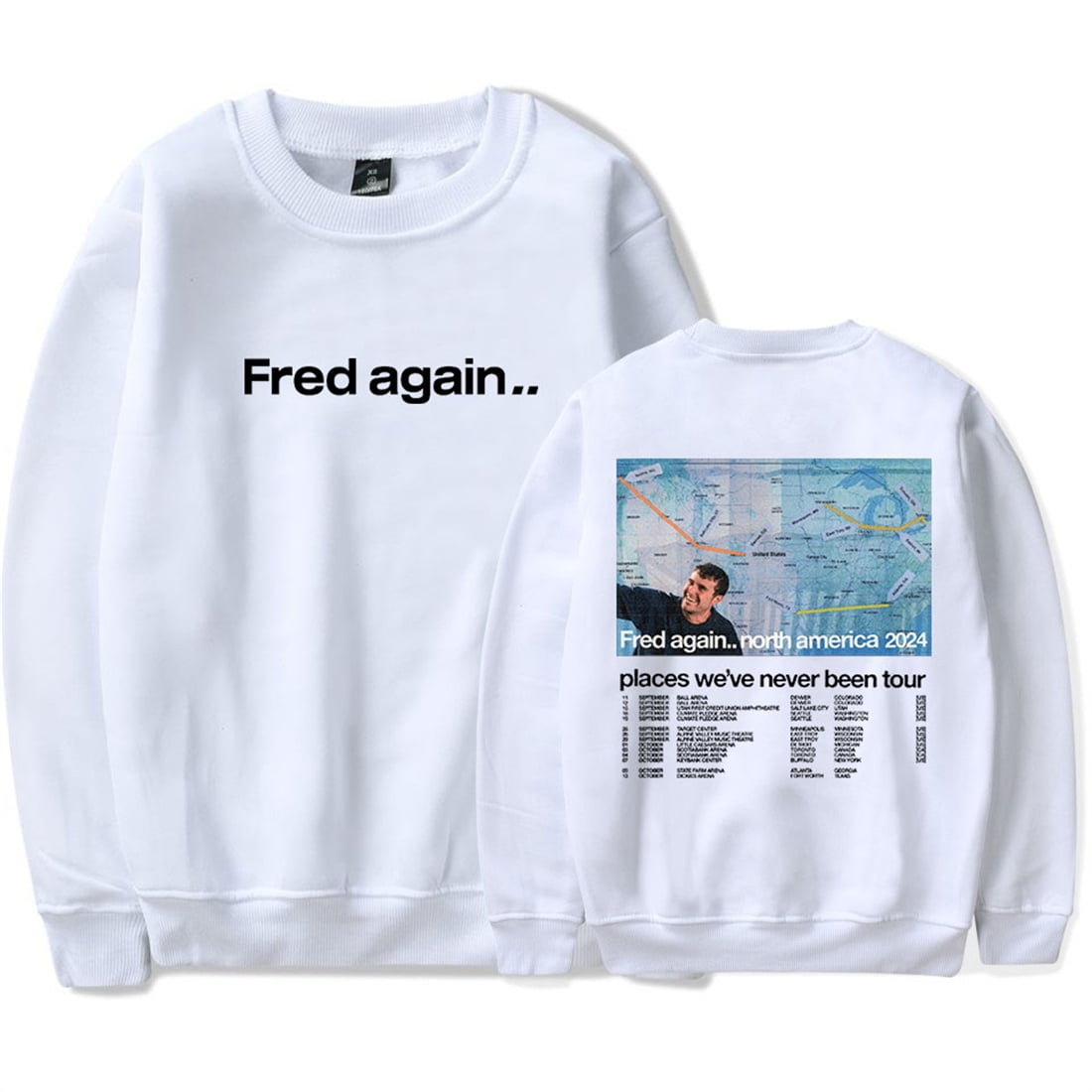 Fred Again Places We've Never Been Tour 2024 Sweatshirt Hip Hop ...