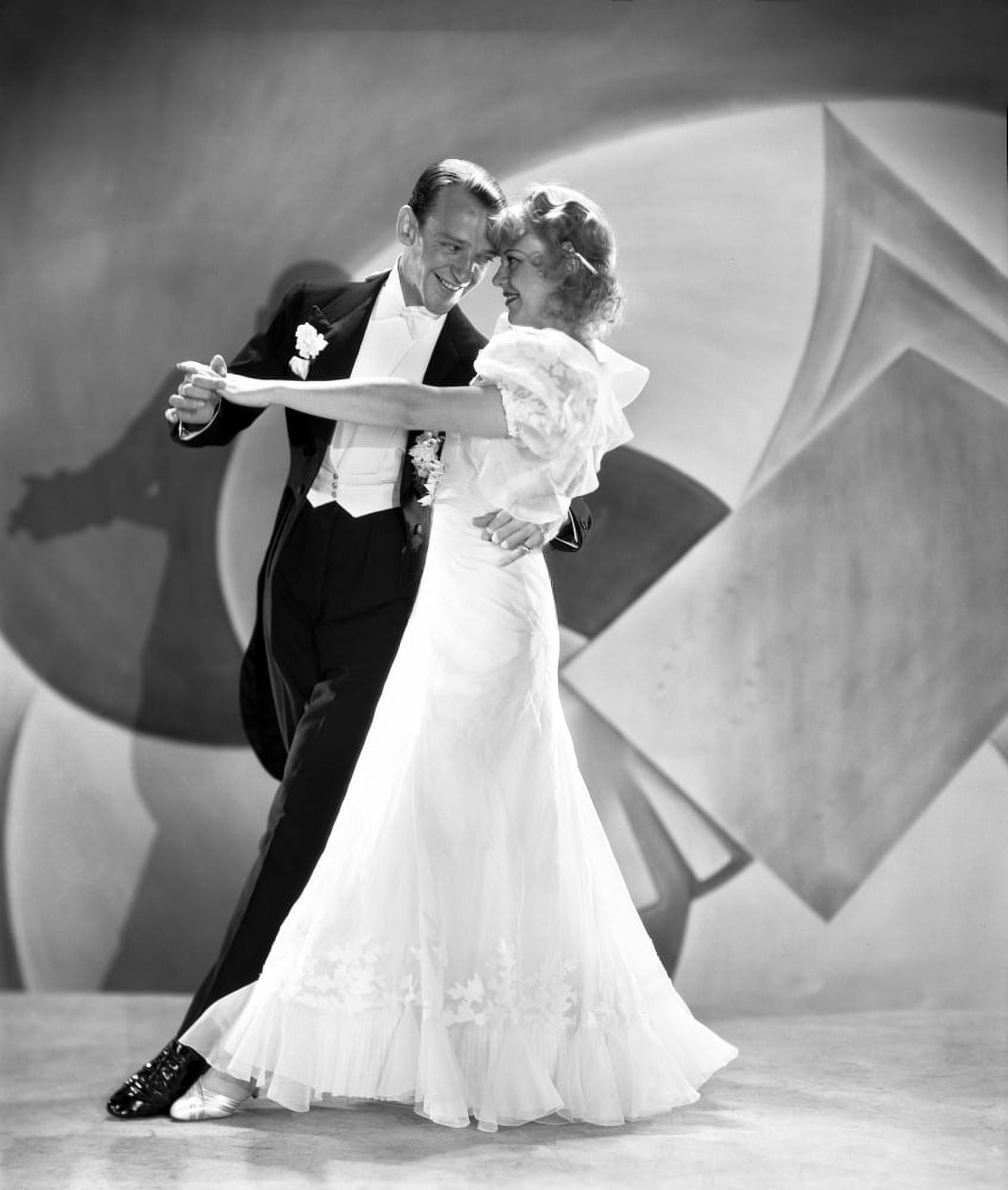 Fred Astaire and Ginger Rogers Ballroom Dancing on Stage in White Dress ...