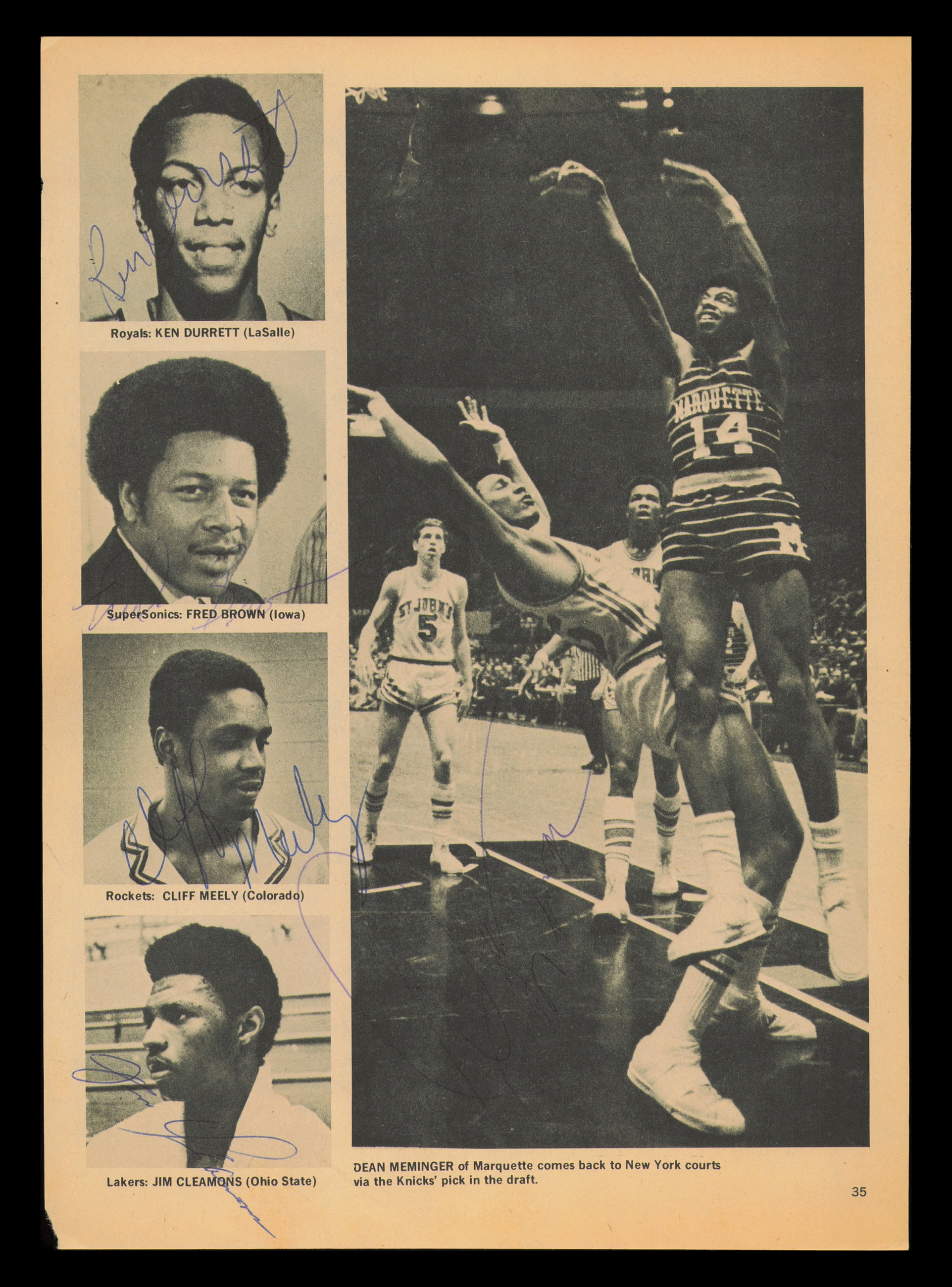 Fred Brown, Ken Durrett, Cliff Meely, Jim Cleamons & Dean Meminger ...