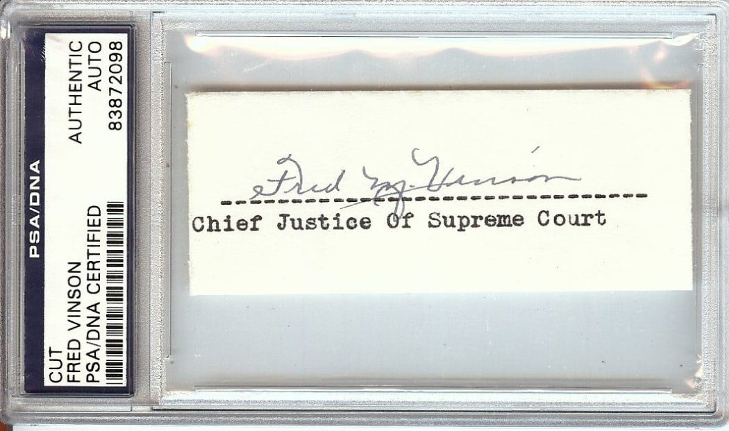Fred Vinson Signed Autographed Cut Signature SCOTUS Chief Justice PSA ...