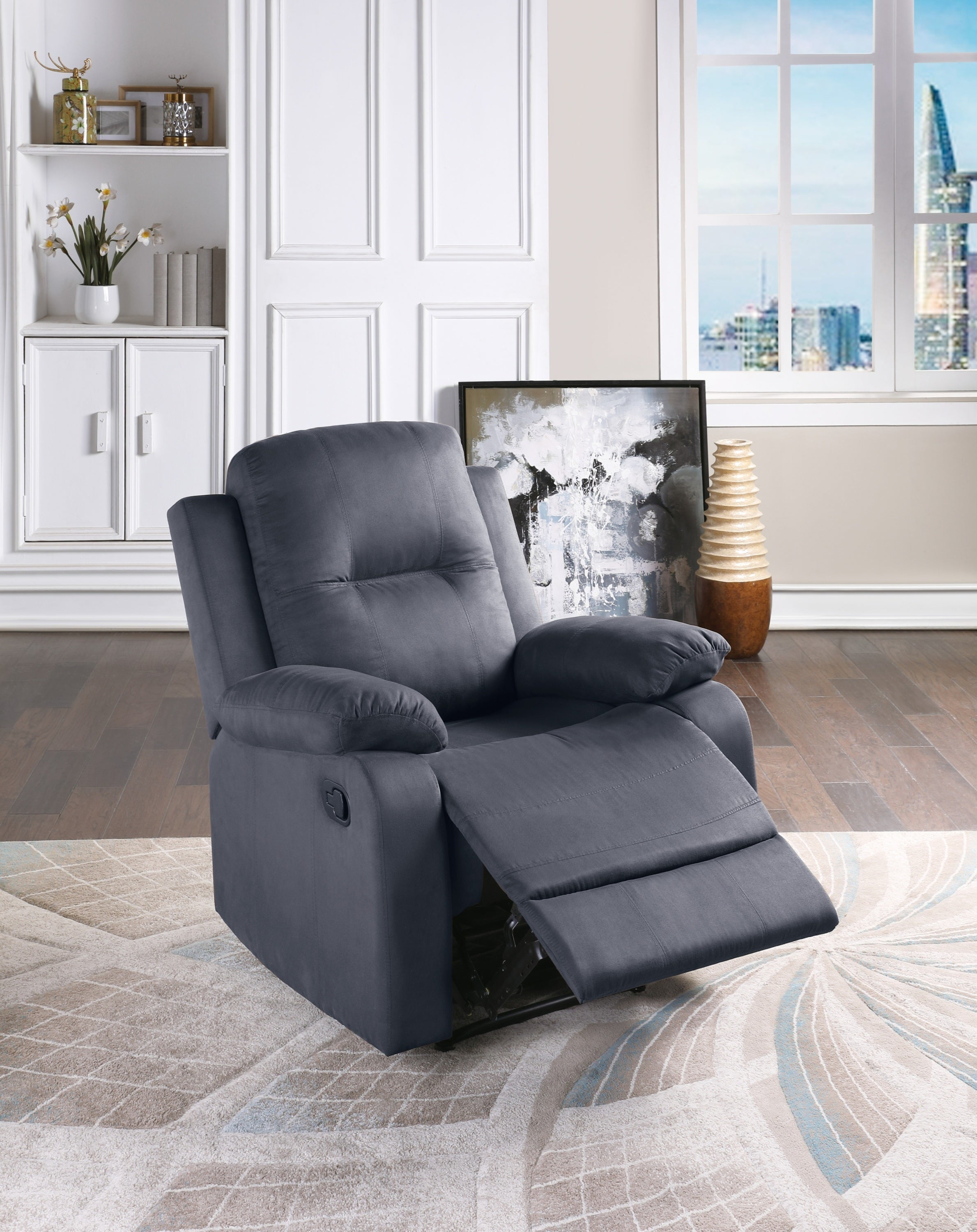 Freda Microfiber Motion Recliner - Ebony - Walmart.com