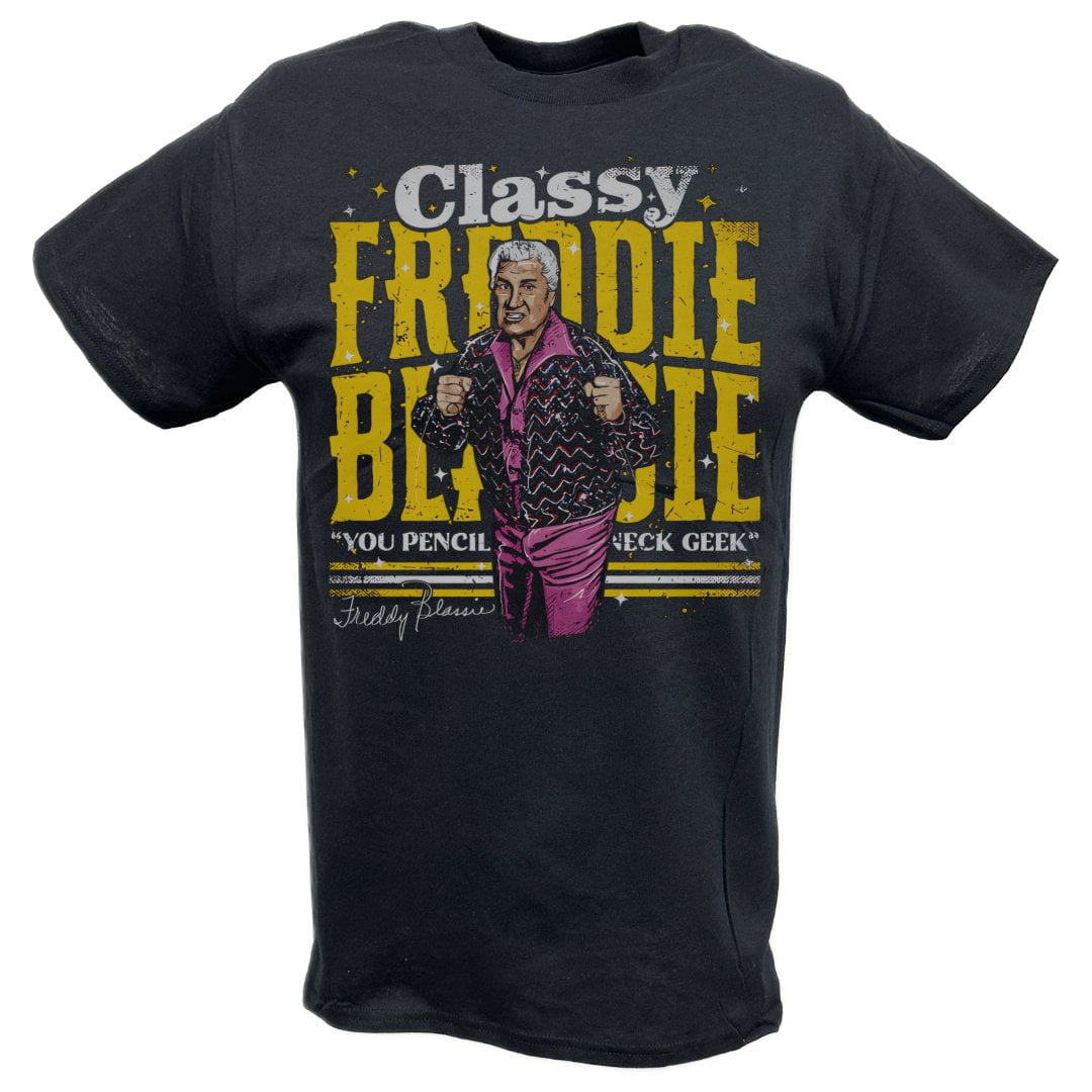 Freddie Blassie Pencil Neck Geek Black T-shirt - Walmart.com