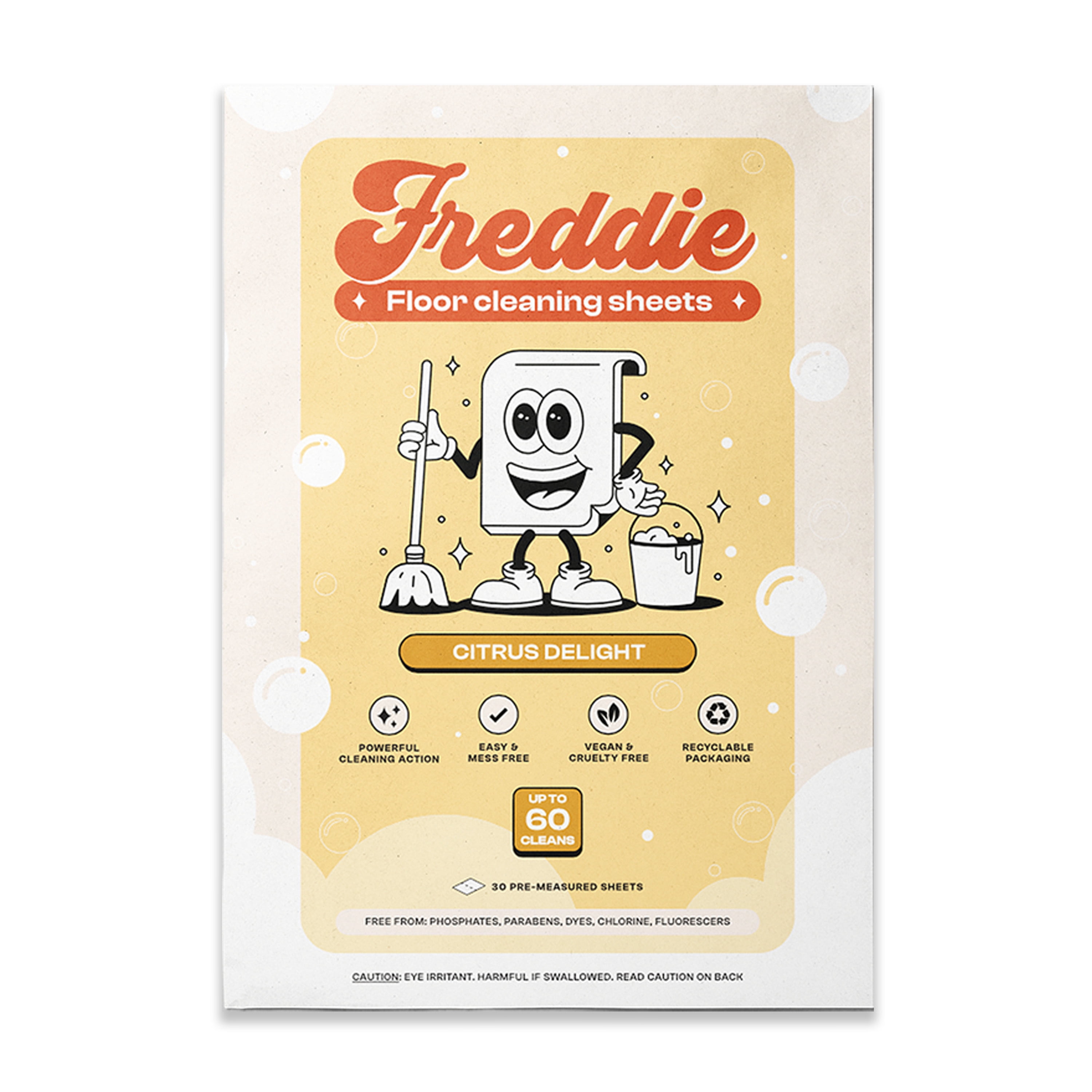 Freddie Floor Cleaning Sheets - Citrus Delight Scent - Plastic Jug-Free ...