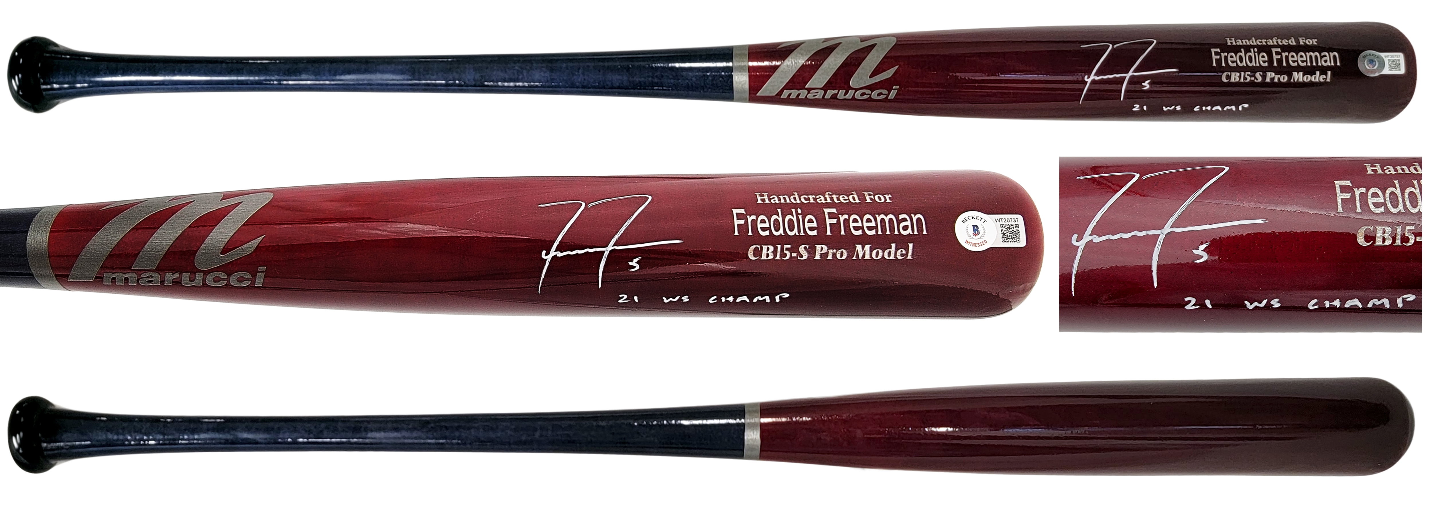Freddie Freeman Autographed Brown & Blue Marucci Game Model Bat Atlanta ...