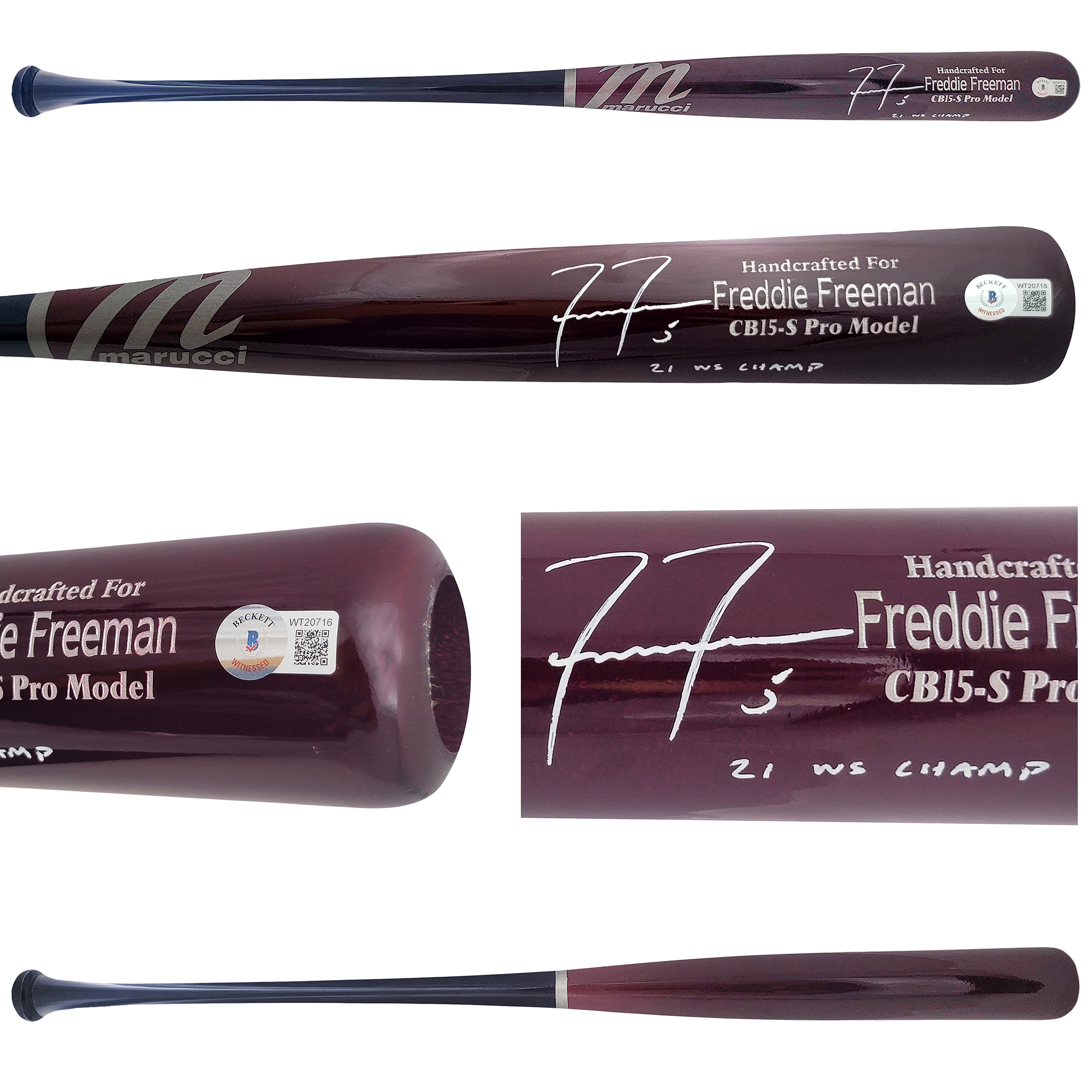 Freddie Freeman Autographed Red & Blue Marucci Game Model Bat Atlanta ...