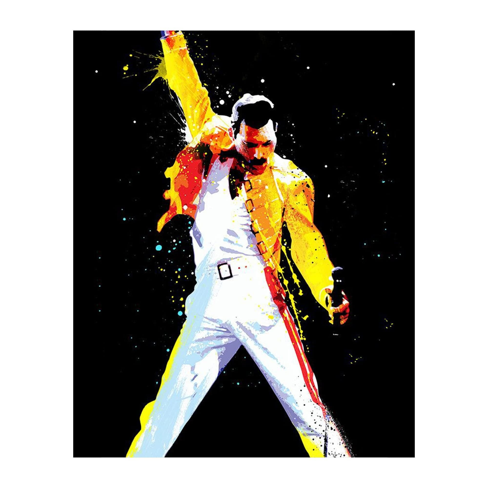 Freddie Mercury Rock Legend Wall Art - Retro Watercolor Print of Queen ...