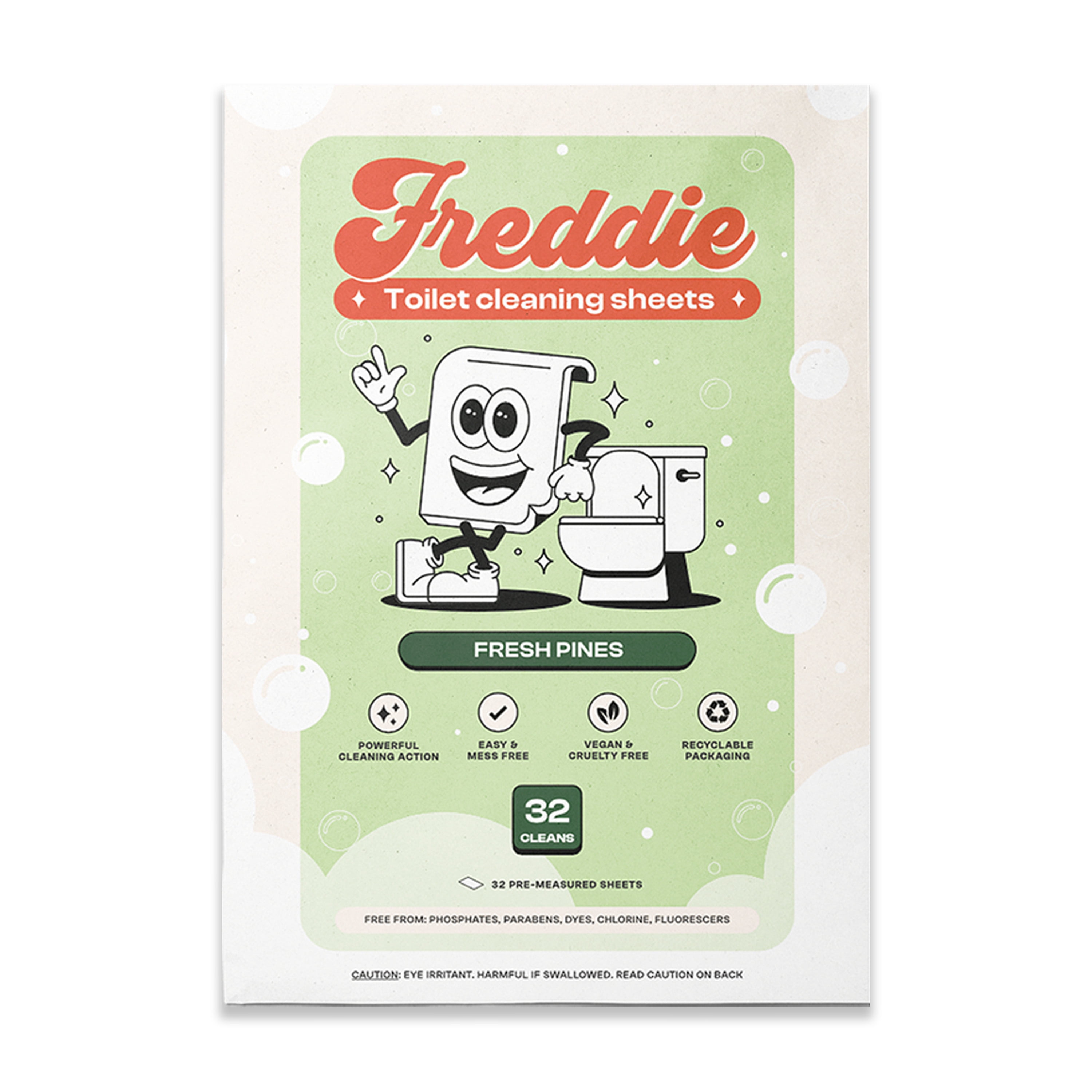 Freddie Toilet Cleaner Sheets - Fresh Pines Scent - Plastic Jug-Free ...
