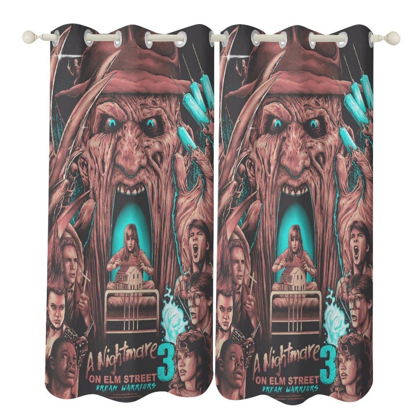 Freddy Krueger Curtains Perforated Halloween Pattern Window Blackout ...