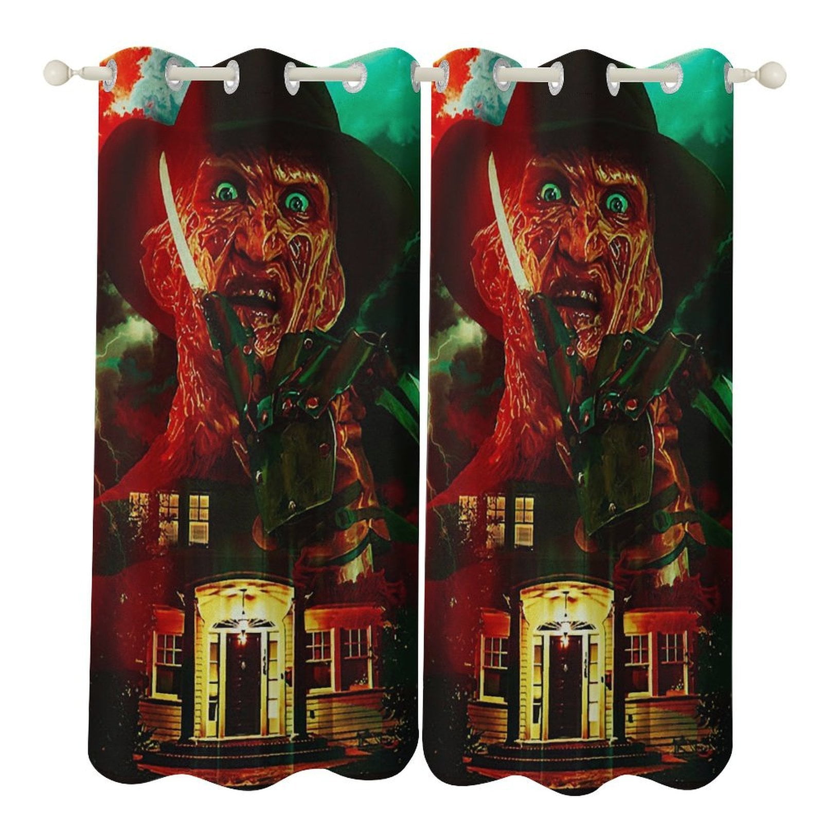 Freddy Krueger Curtains Perforated Halloween Pattern Window Blackout ...