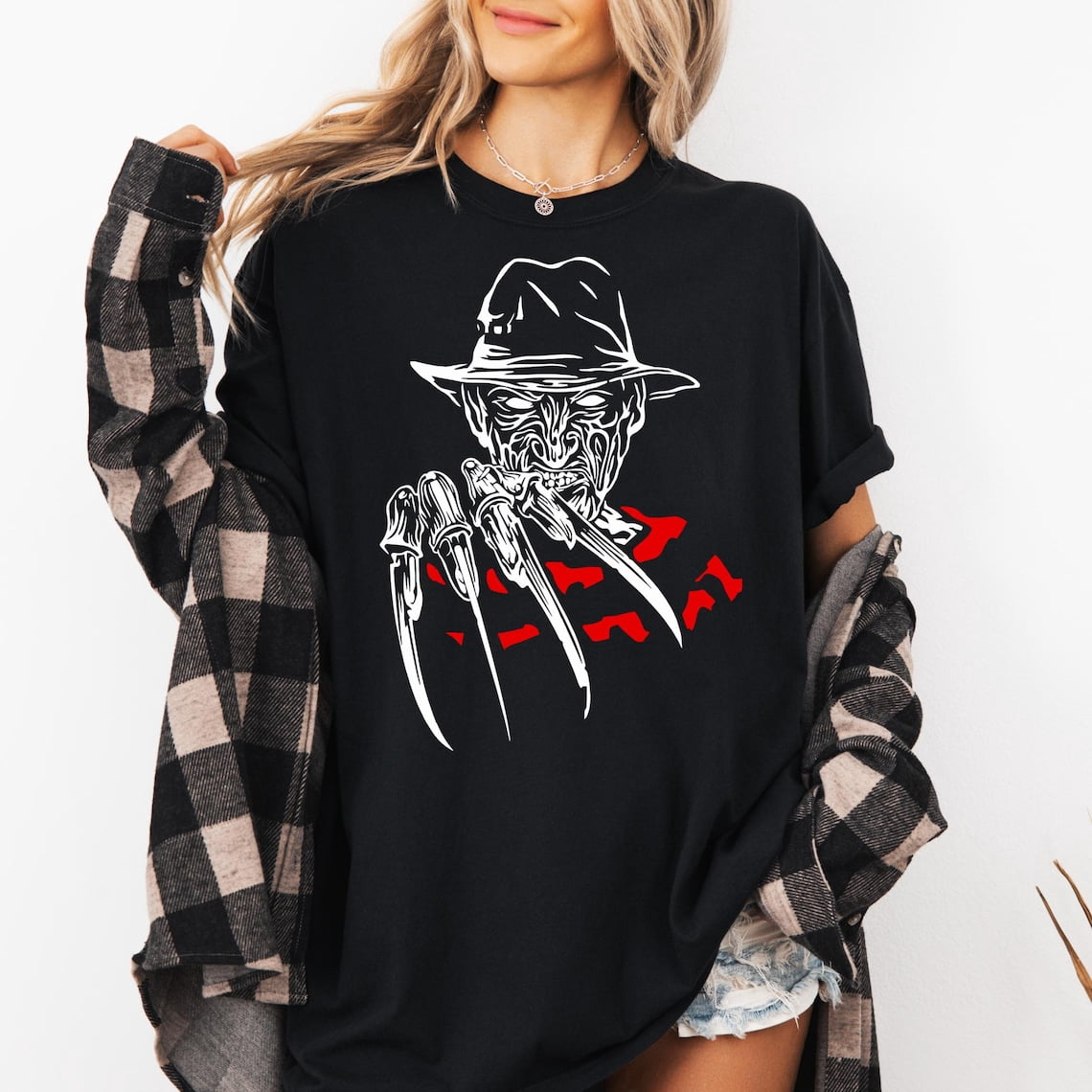 Freddy Krueger Graphic Tee Black Shirt Horror Movie Apparel Nightmare ...