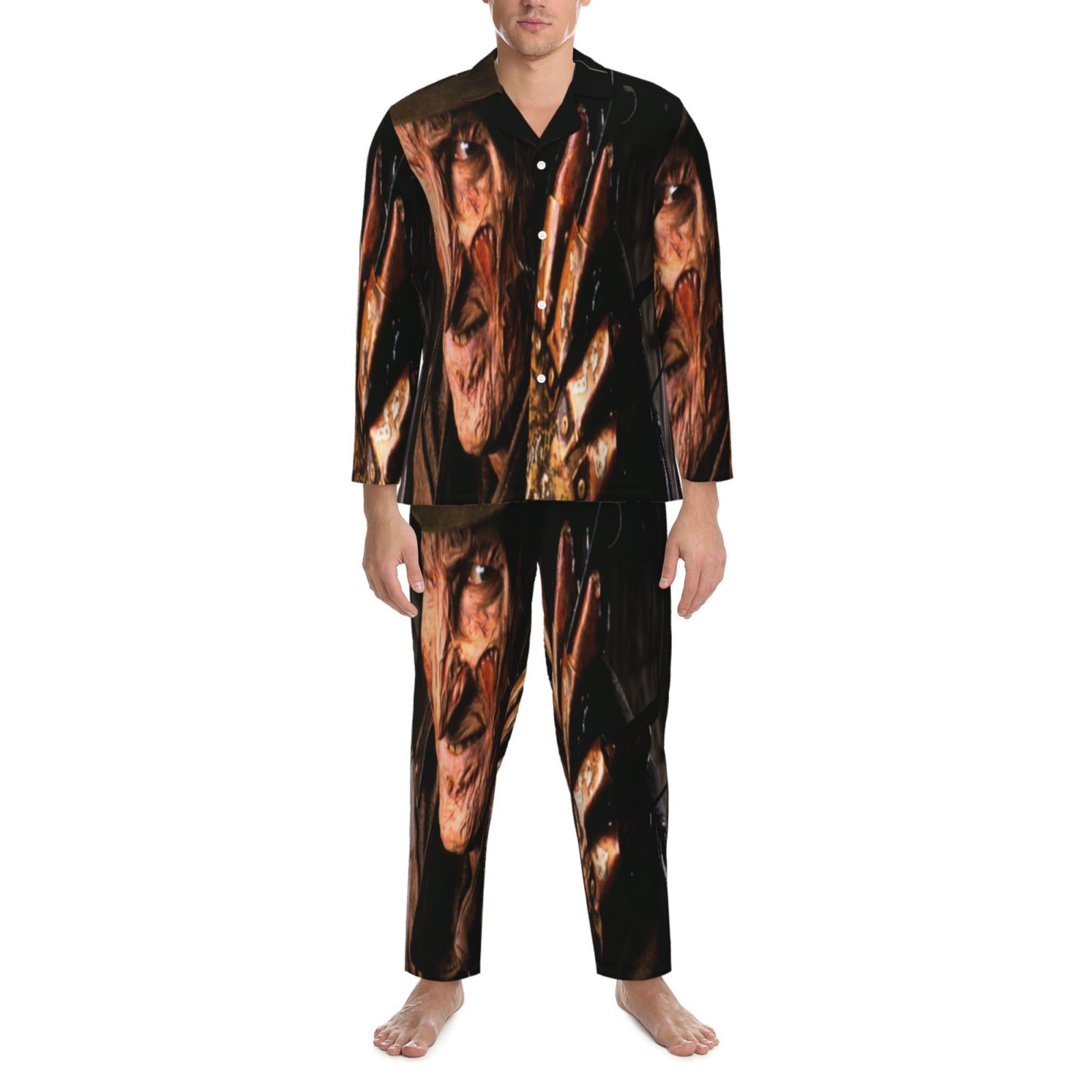 Freddy Krueger Pajama Sets Long Sleeve Button Down Pajamas Set For ...