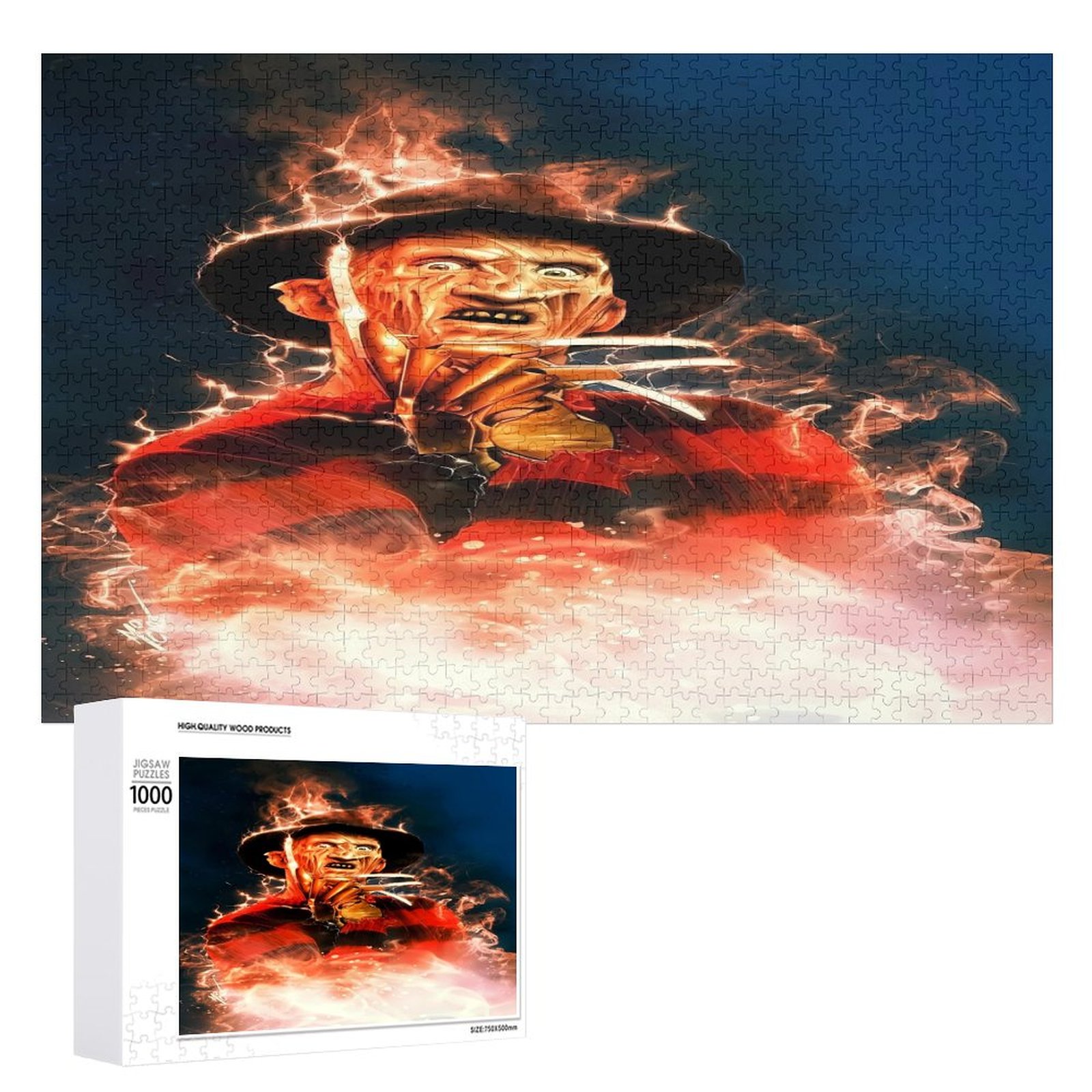 Freddy Krueger Wooden Picture Puzzle-Eco-Friendly Wood, Educational Toy That Enhances Hand-Eye ...