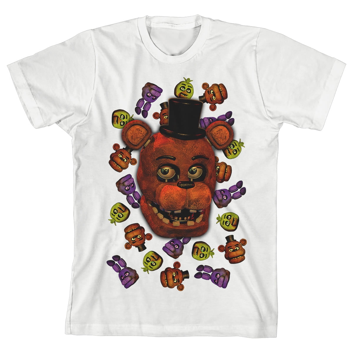 Freddy's Big Face Video Game White Tee Shirt-M - Walmart.com