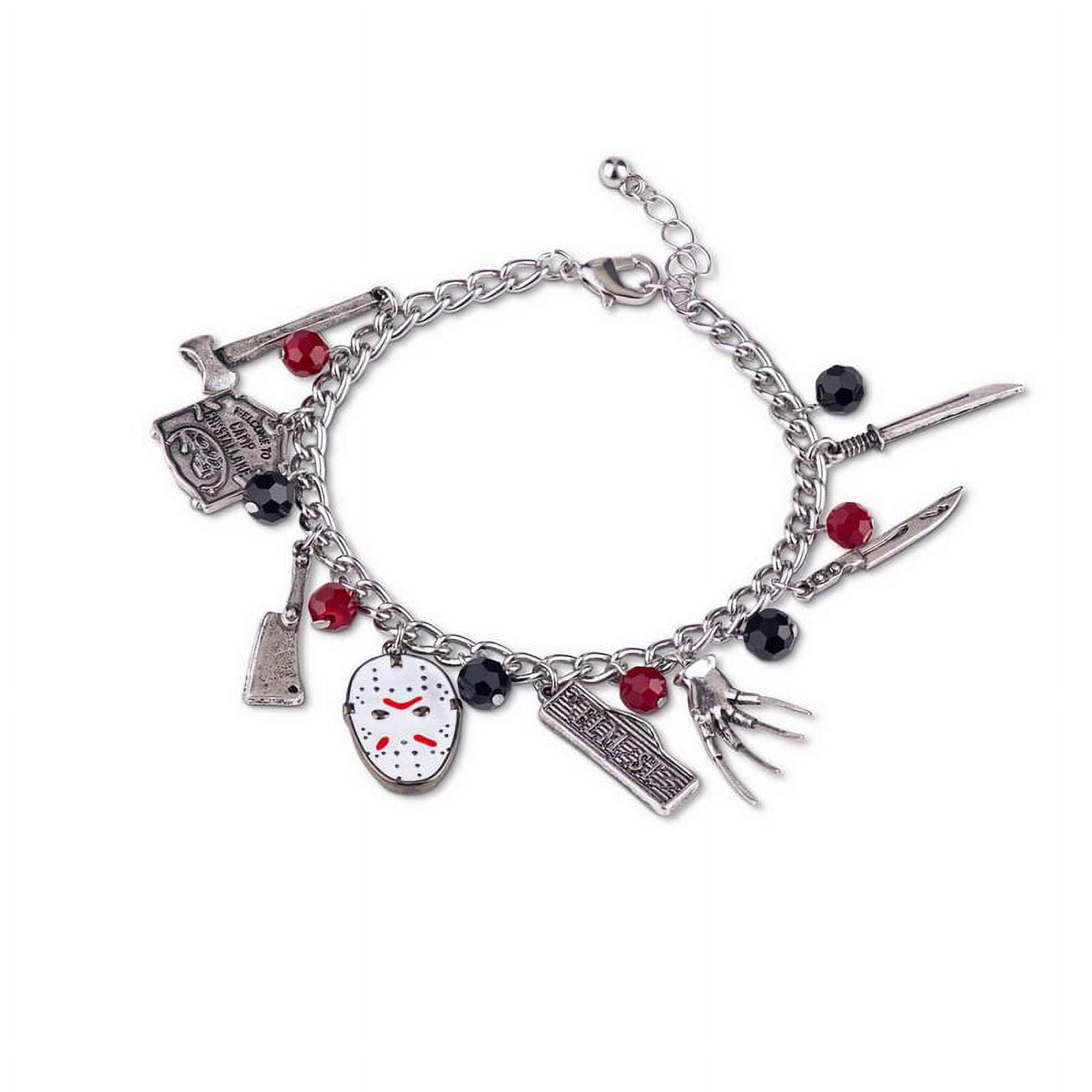 Freddy vs. Jason 15mm Enamel Charm Silver Finish Chain Bracelet Novelty ...