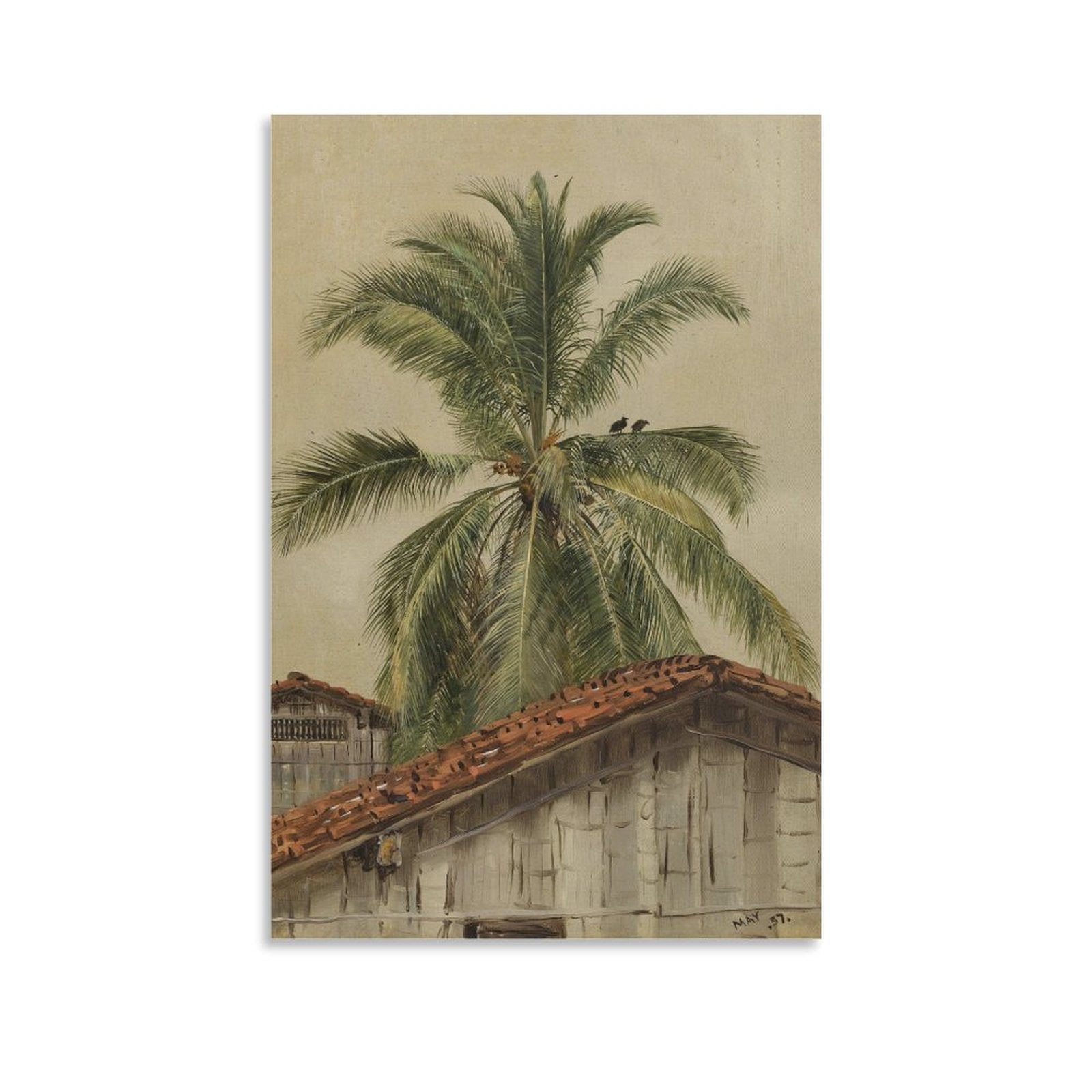 Frederic Edwin Church Painting Art Poster Palm Trees And Housetops ...