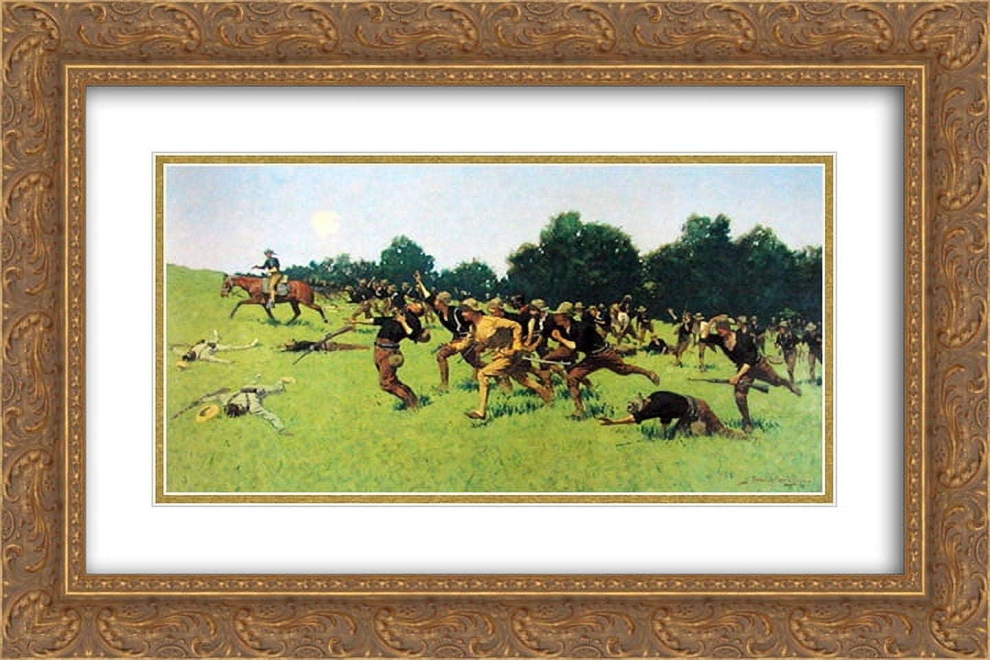 Frederic Remington 2x Matted 24x16 Gold Ornate Framed Art Print 'Charge ...