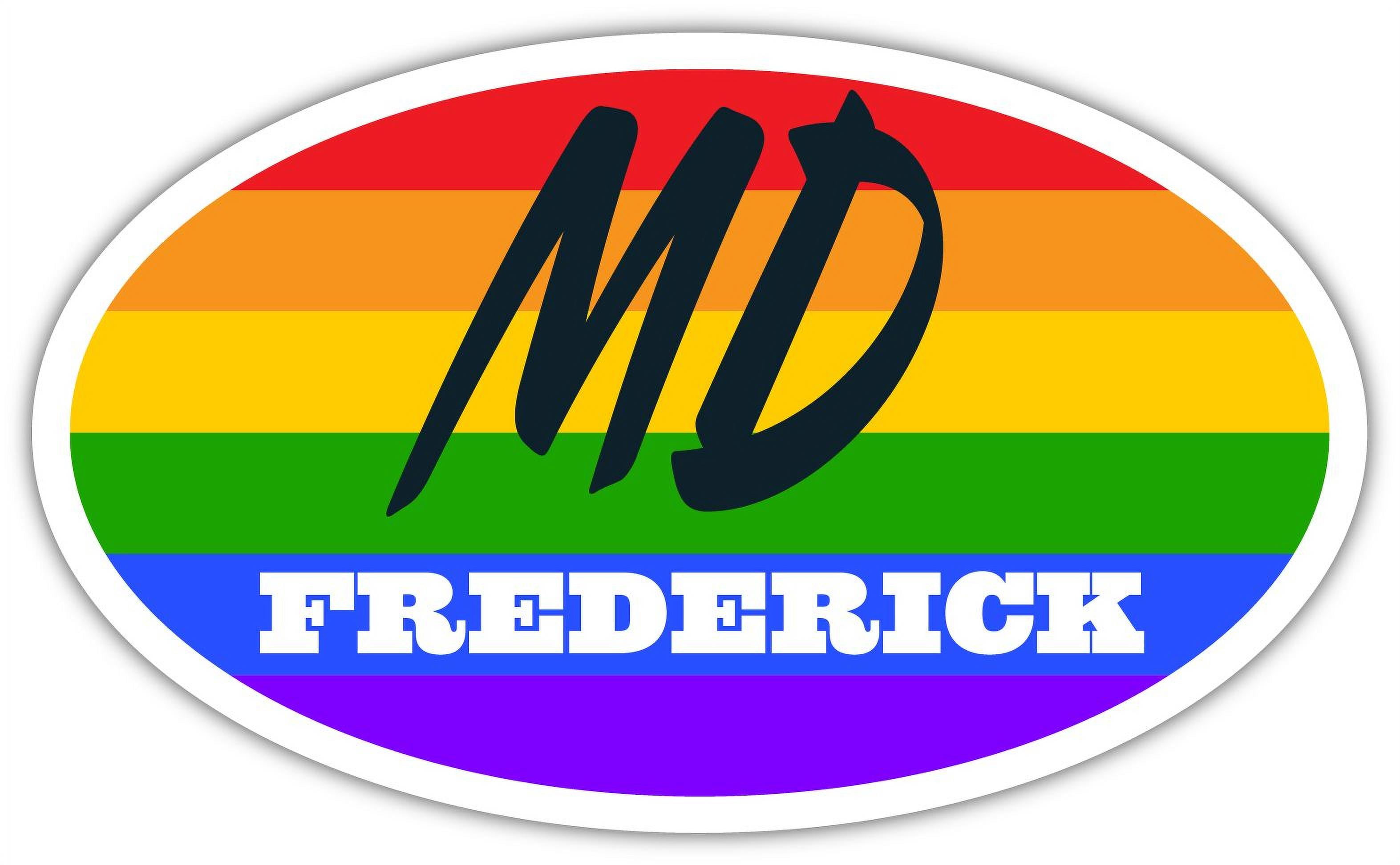 Frederick MD Maryland Frederick County Rainbow Pride Flag 6 Stripes Pride Flag Euro Decal Bumper ...