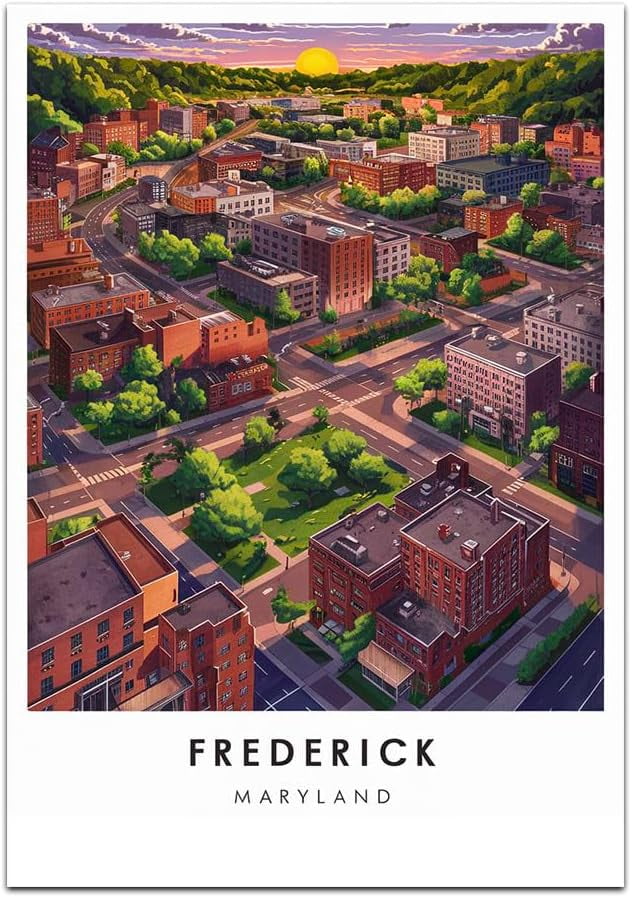 Frederick Map Retro Style Travel Canvas, Frederick Map Vintage Rustic ...