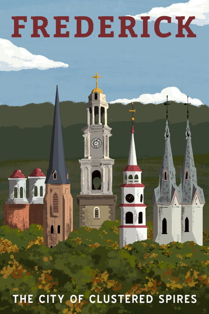 Frederick, Maryland, City of Clustered Spires (16x24 Giclee Gallery Art ...