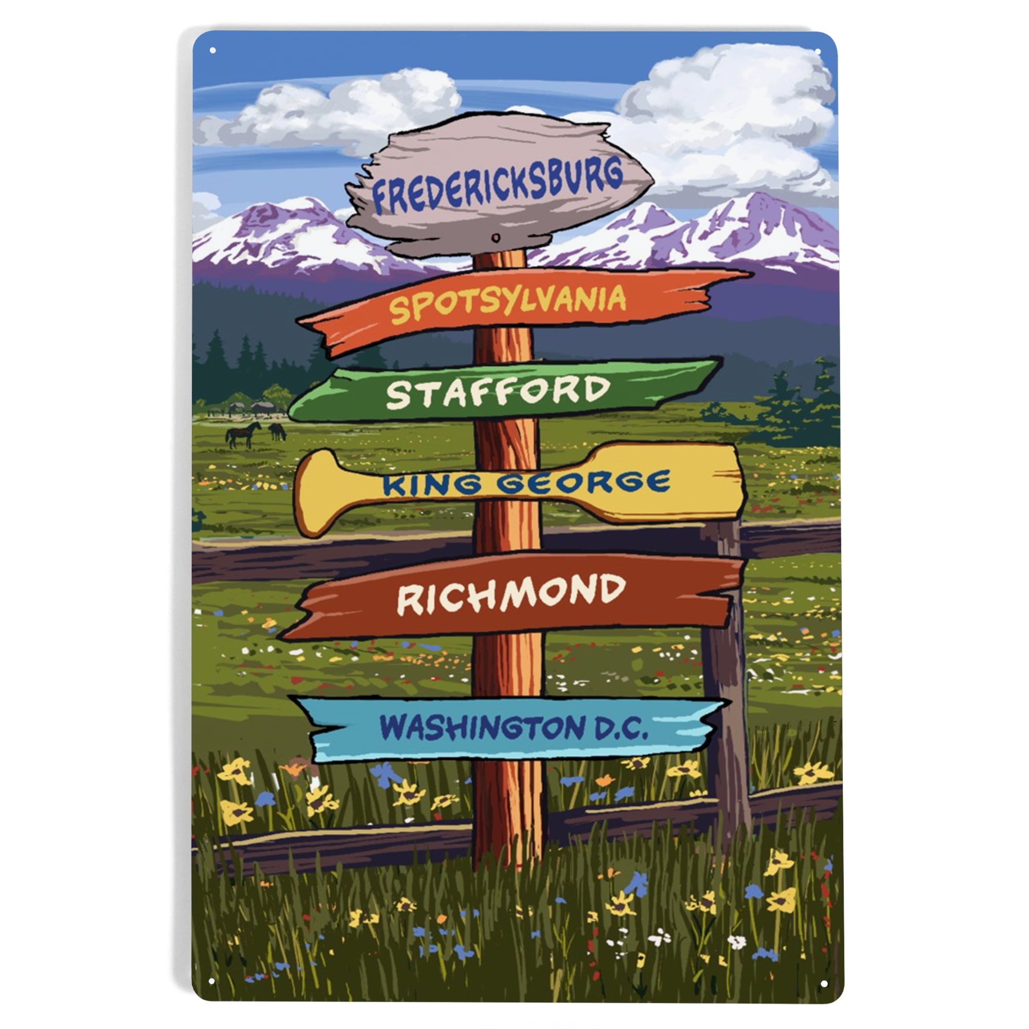Fredericksburg, Virginia, Destination Signpost (12x18 Aluminum Art ...