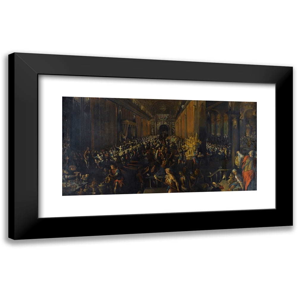 Frederik Van Valckenborch 24x14 Black Modern Framed Museum Art Print Titled - Belshazzar's Feast ...