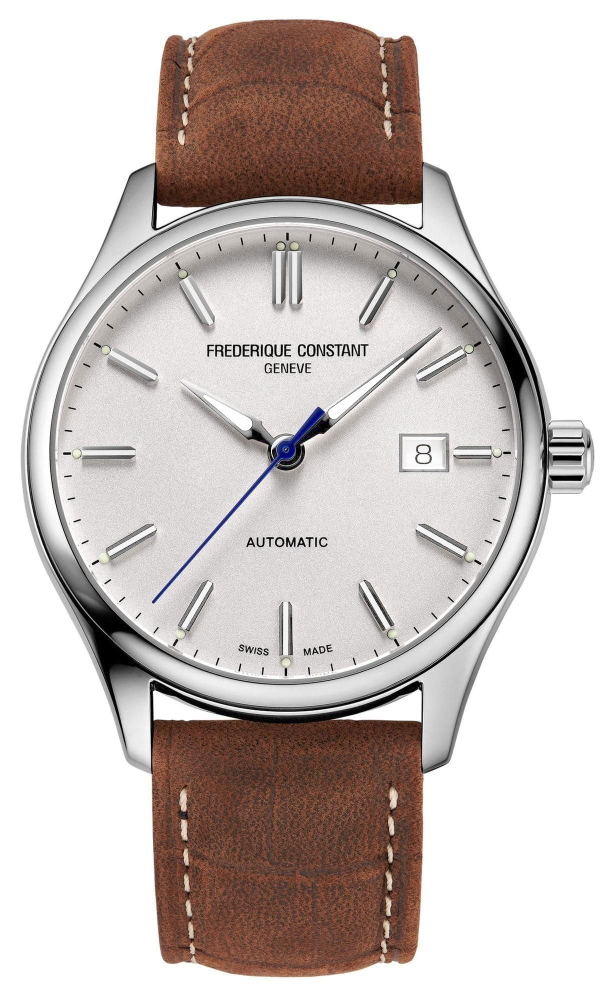 Frederique Constant Men's Watch, Stainless Steel, Silver Dial, Brown ...