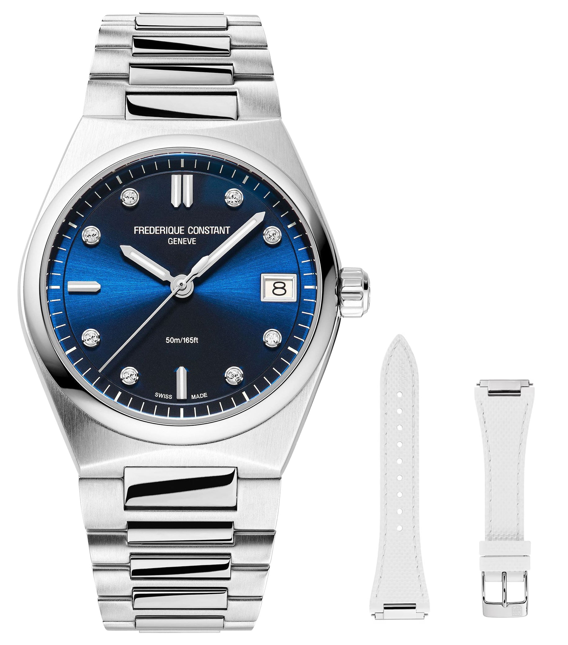 Frederique Constant Highlife Stainless Steel Blue Dial Diamonds ...