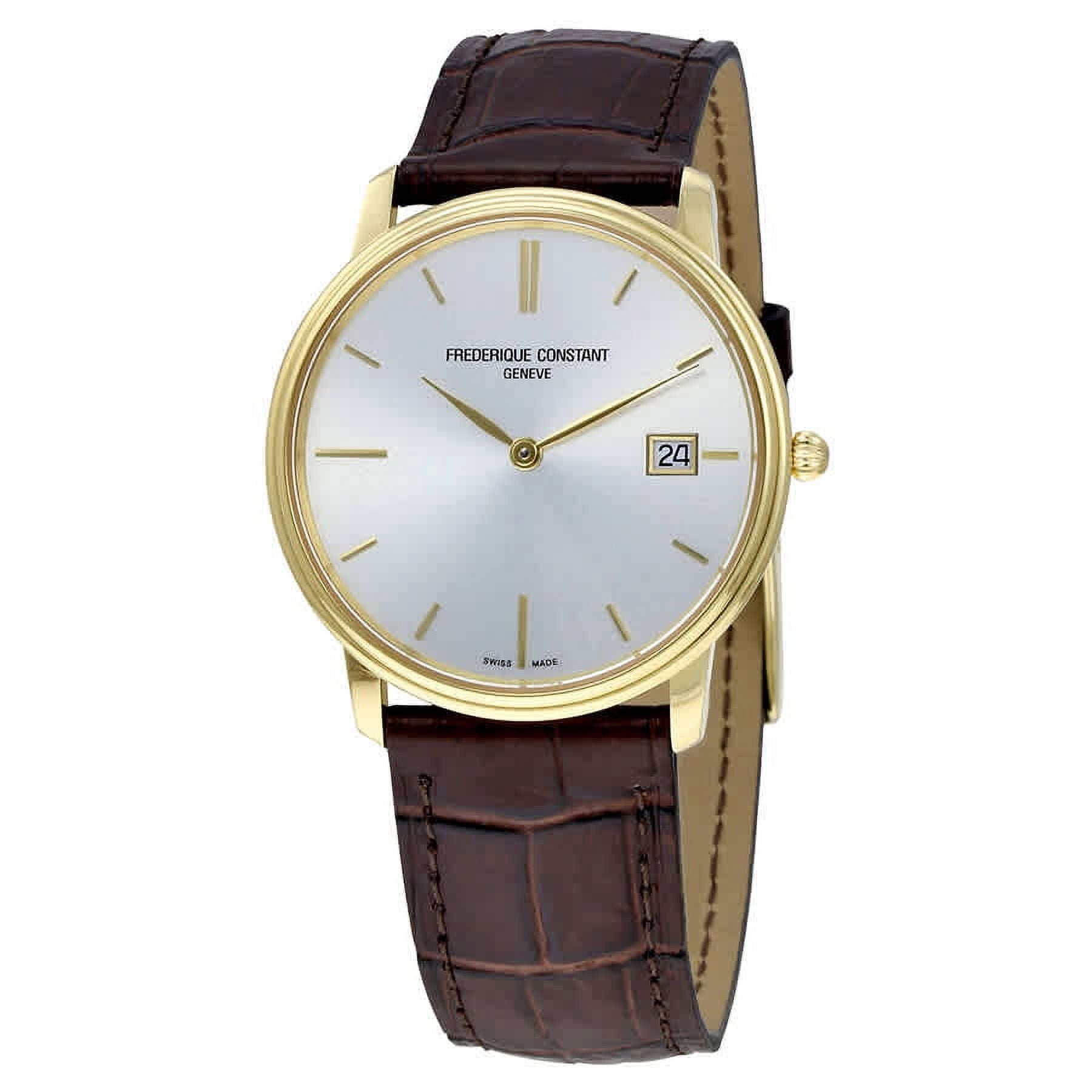 Frederique Constant Slim Line Light Grey Dial Yellow Gold-plated Mens ...