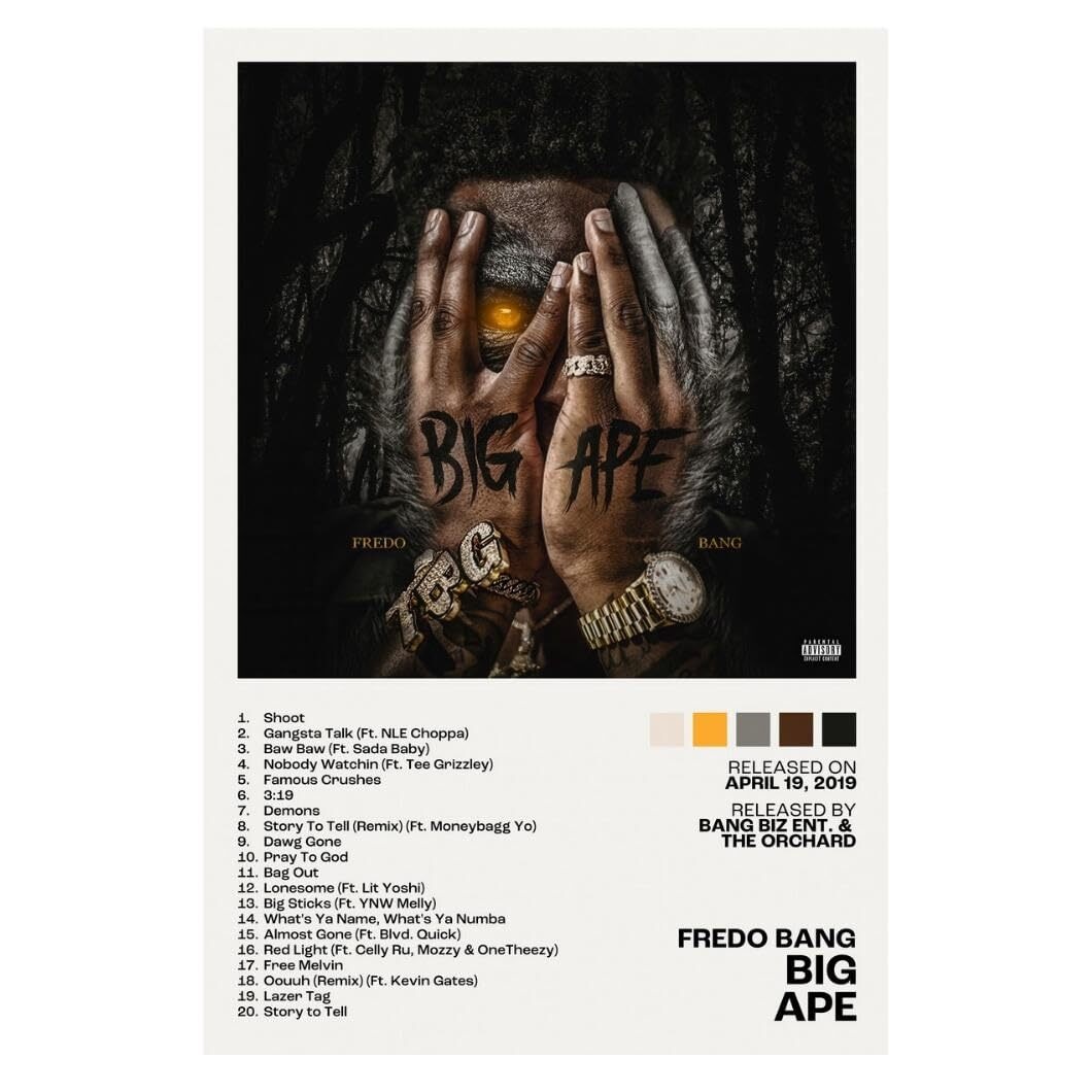 Fredo Bang Big Ape Album Cover Music Poster Rap Home Decor For Living ...