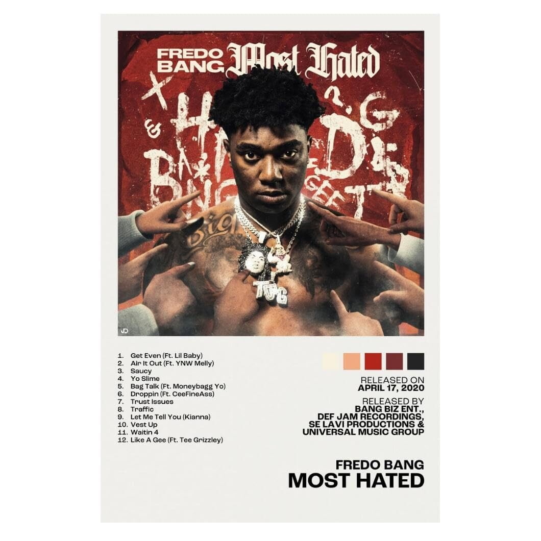 Fredo Bang Most Hated Album Cover Music Poster Rap Home Decor For ...