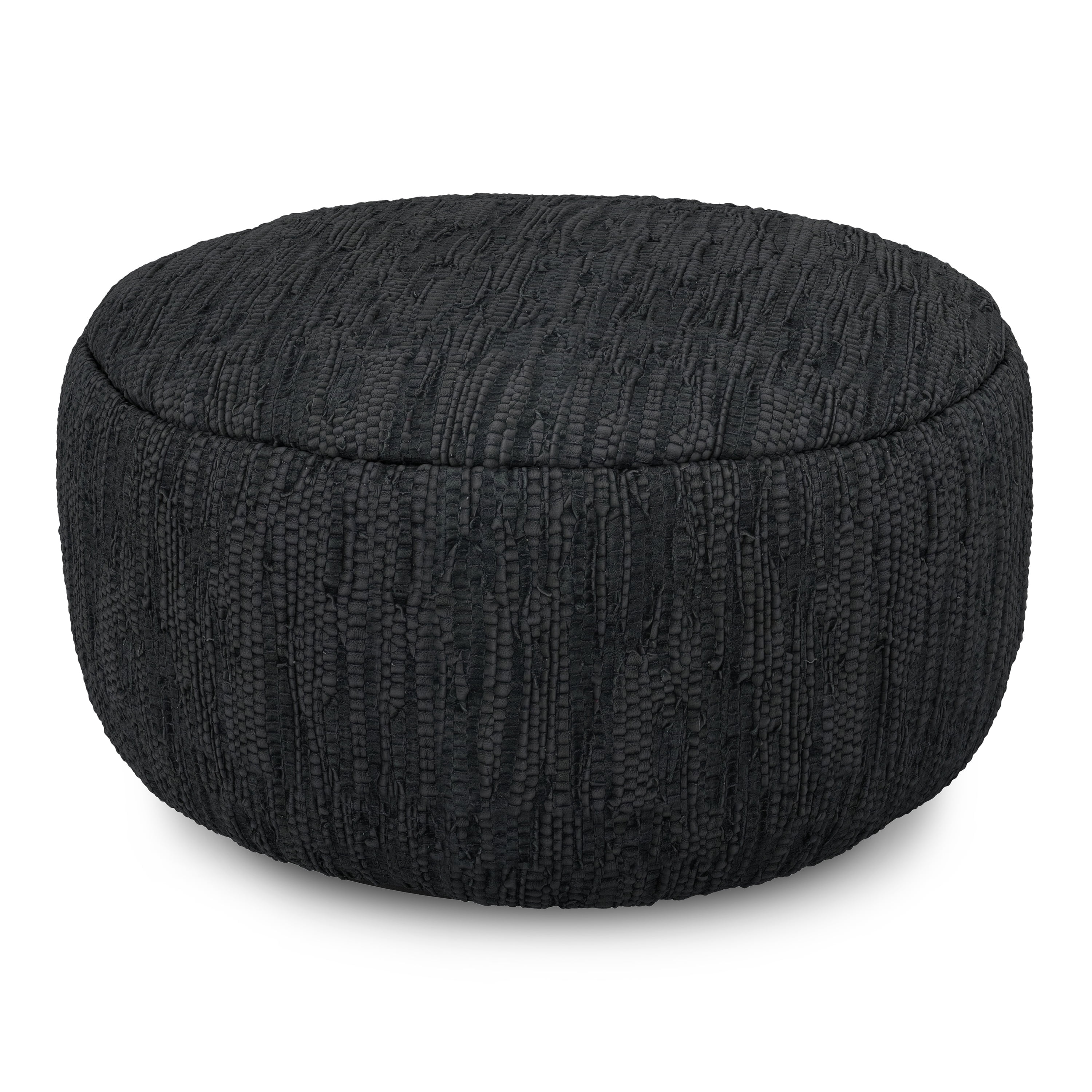 Simpli Home Simpli Home Fredrik 30 inch Wide Boho Pouf in Black Genuine ...