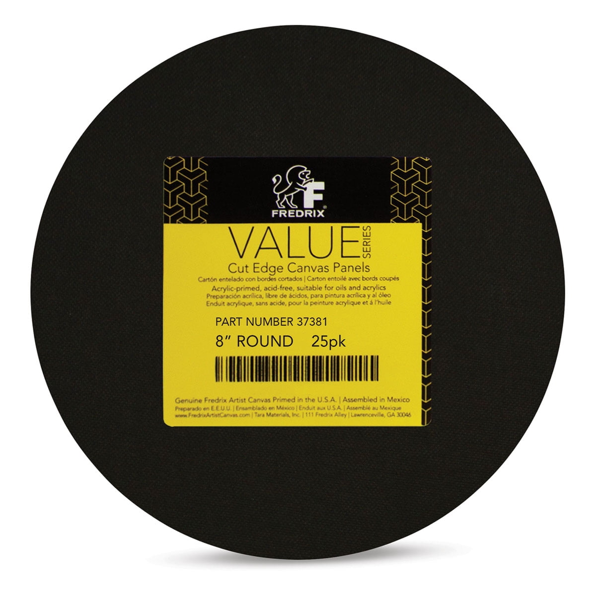 Fredrix Cut Edge Canvas Panels - 8" Round, Black, Pkg of 25 - Walmart.com