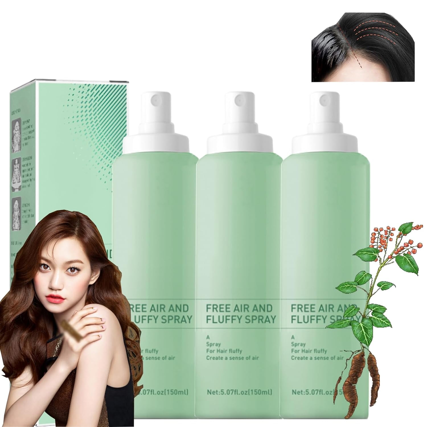 Free Air and Fluffy Spray,Fluffy Volumizing Hair Spray,Quick Volume ...