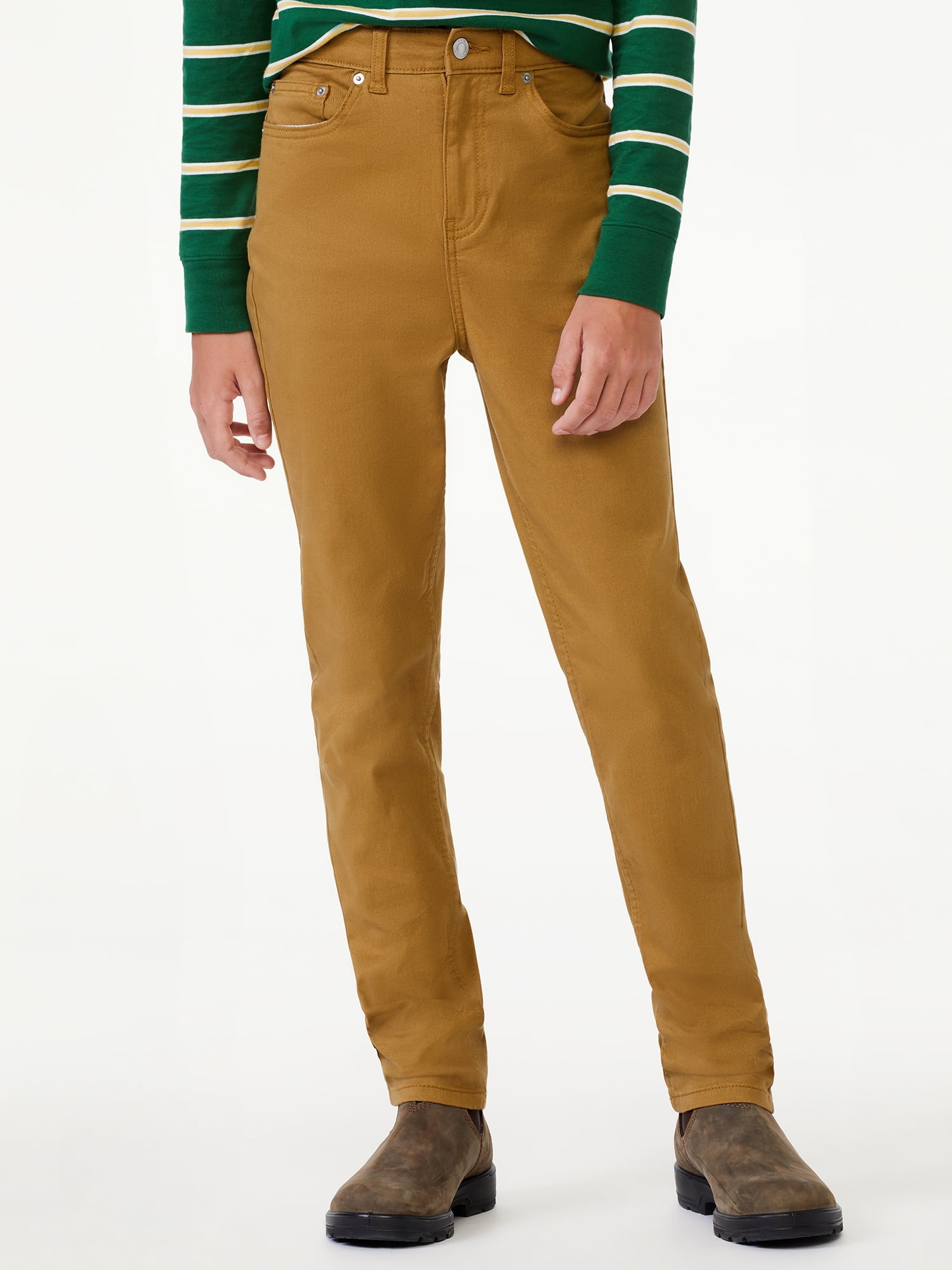 Free Assembly Boys 5-Pocket Pants, Sizes 4-18, Cotton Spandex, Relaxed ...