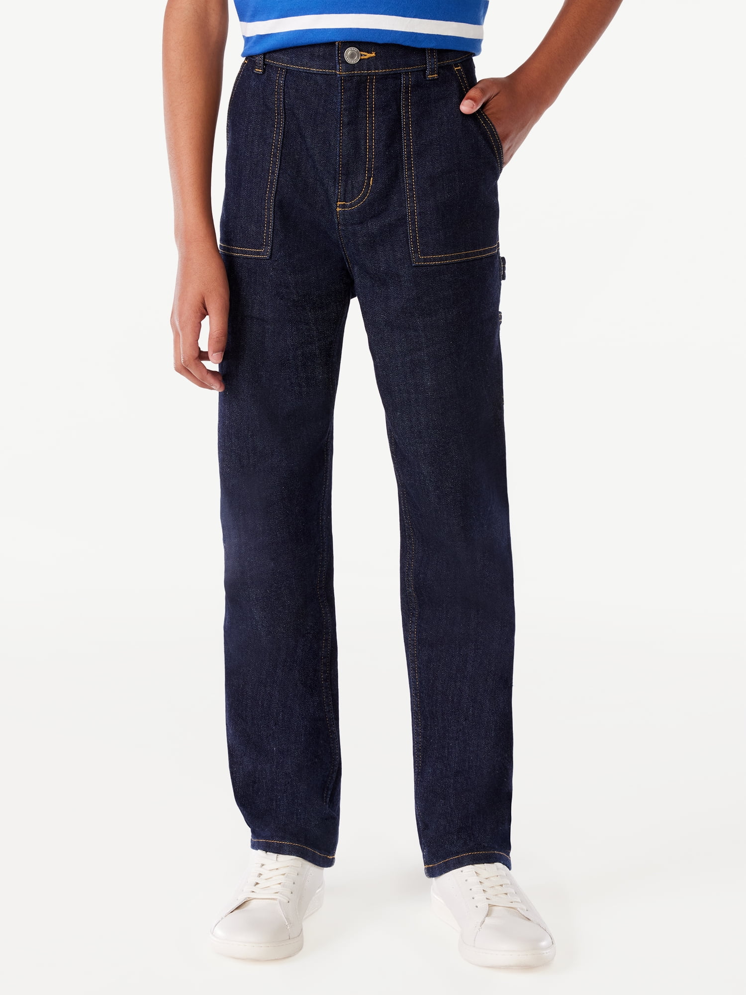 Free Assembly Boys Carpenter Jeans, Sizes 4-18, Cotton, Relaxed Fit ...