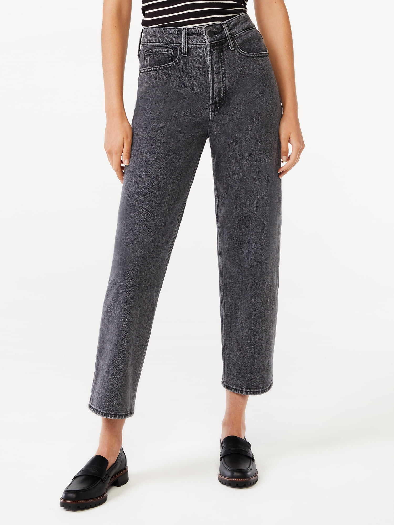 Free Assembly Cropped Wide High Rise Straight Jeans (Women's) - Walmart.com