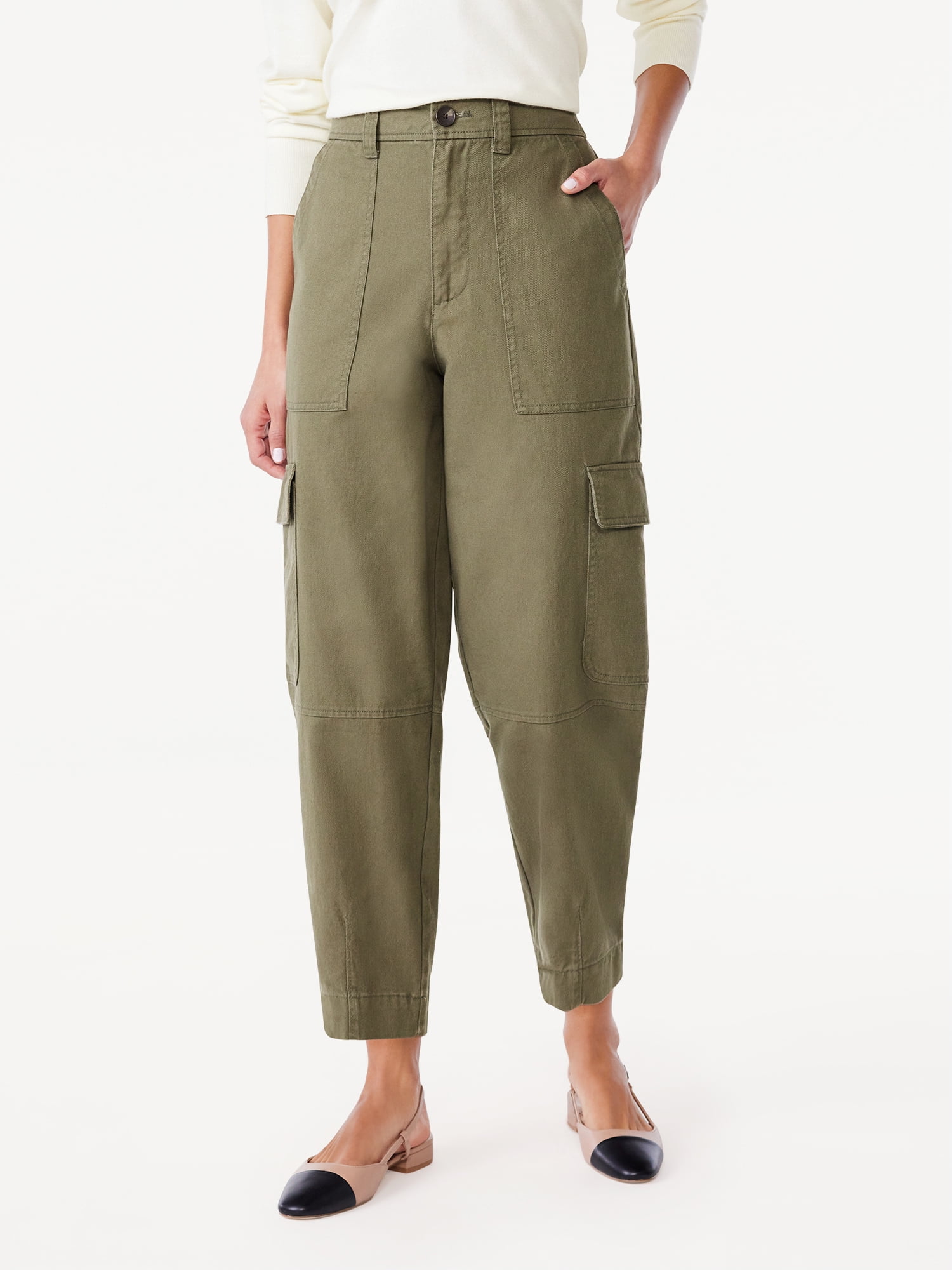 Free Assembly FAWWB00194FA23 Women's High Rise Barrel Cargo Pants, 26 ...