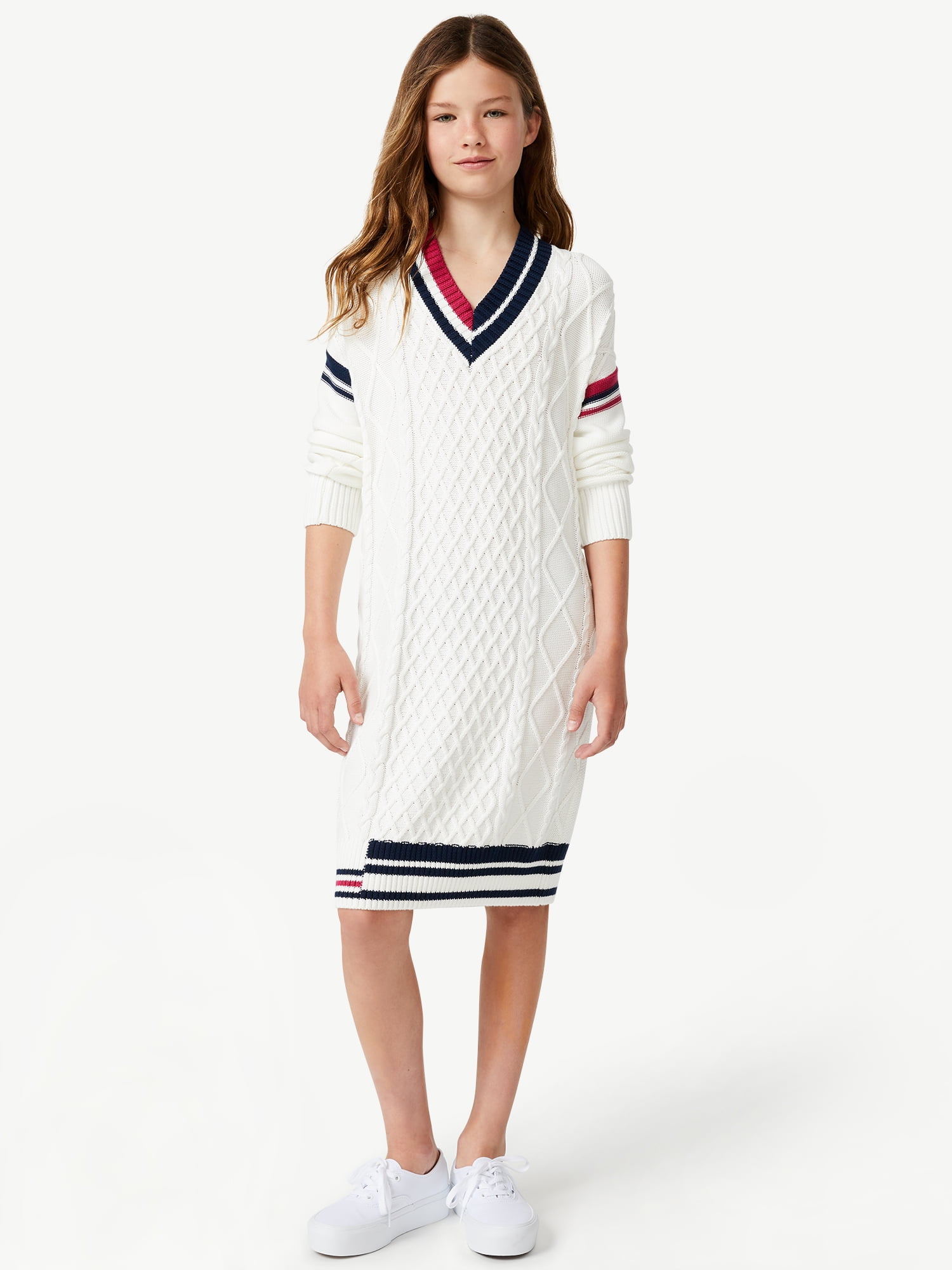 Free Assembly Girls Cable Knit Sweater Dress, Sizes 4-18 - Walmart.com